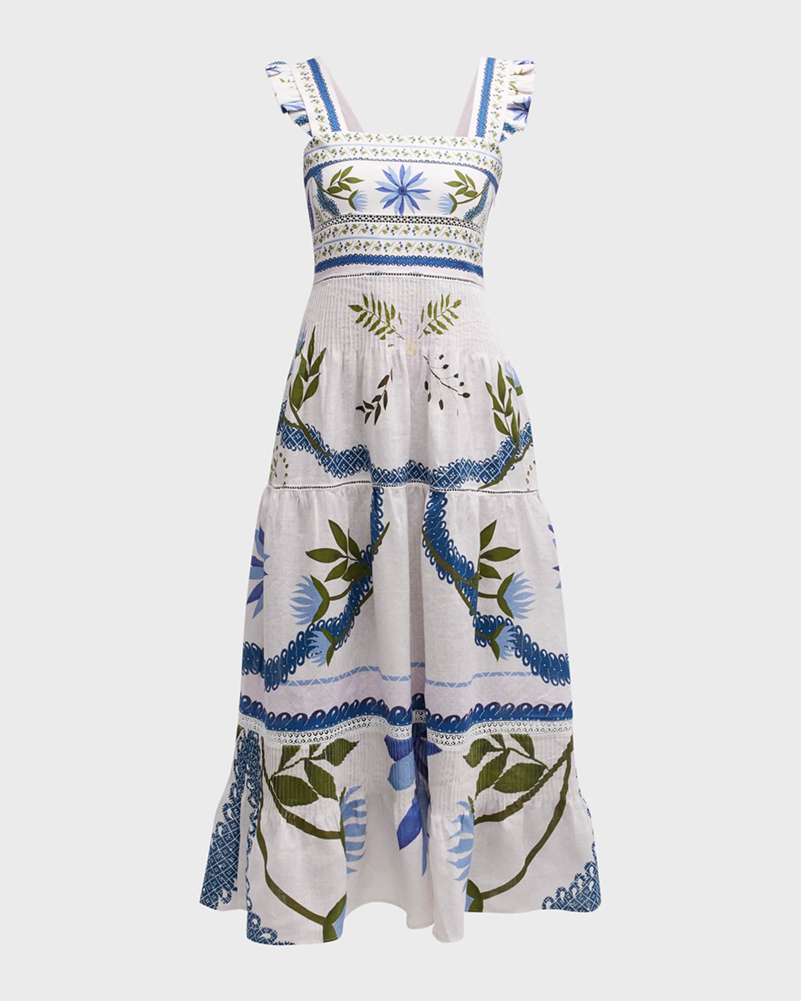 Lug Von Siga Sybill Floral Linen Midi Dress | Neiman Marcus