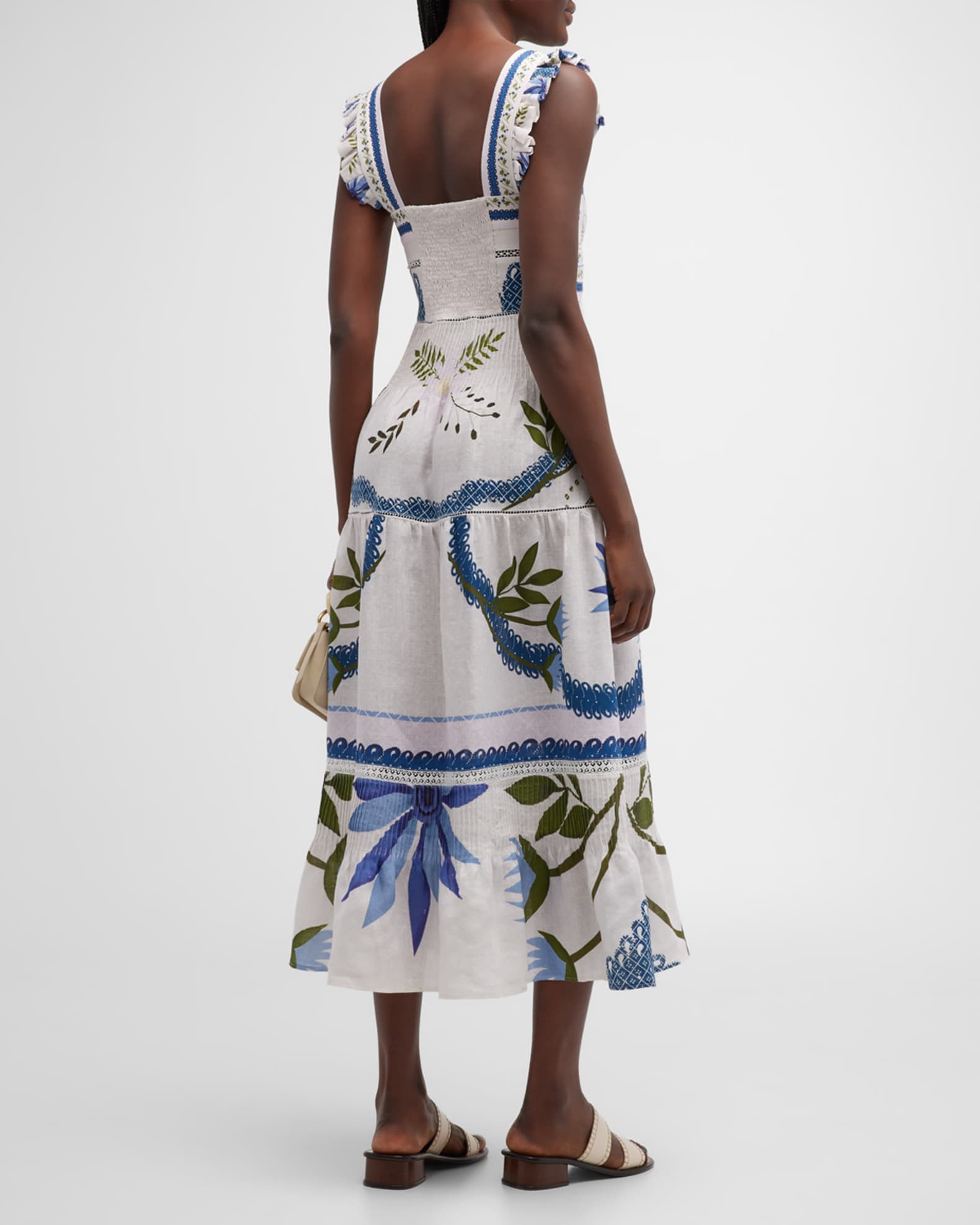 Lug Von Siga Sybill Floral Linen Midi Dress | Neiman Marcus