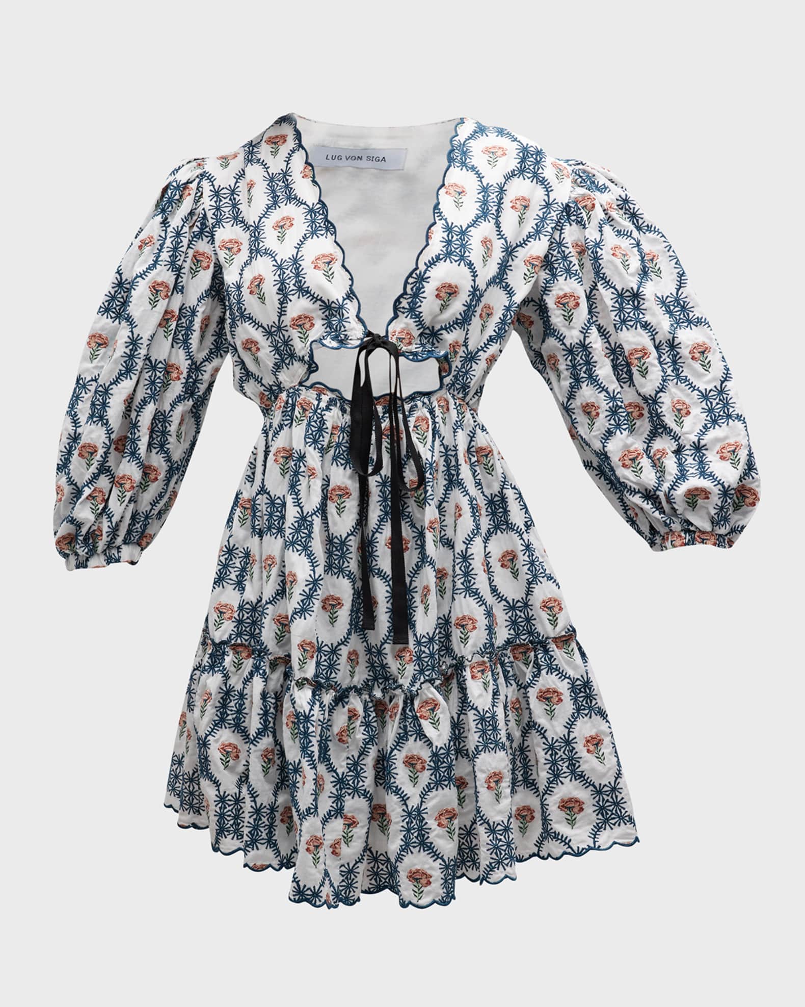 Lug Von Siga Elina Floral-Embroidered Mini Dress | Neiman Marcus
