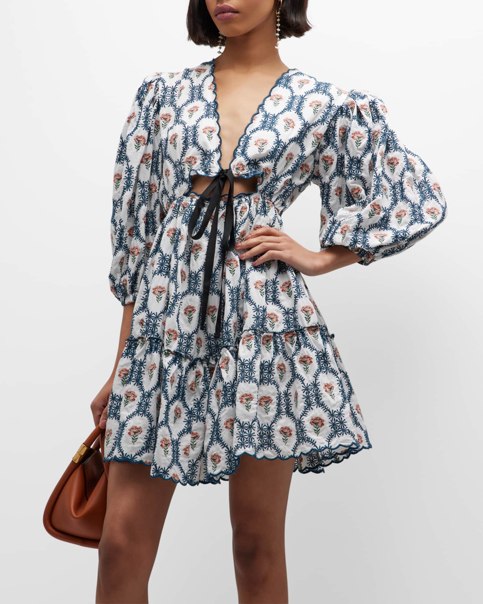 Lug Von Siga Elina Floral-Embroidered Mini Dress | Neiman Marcus