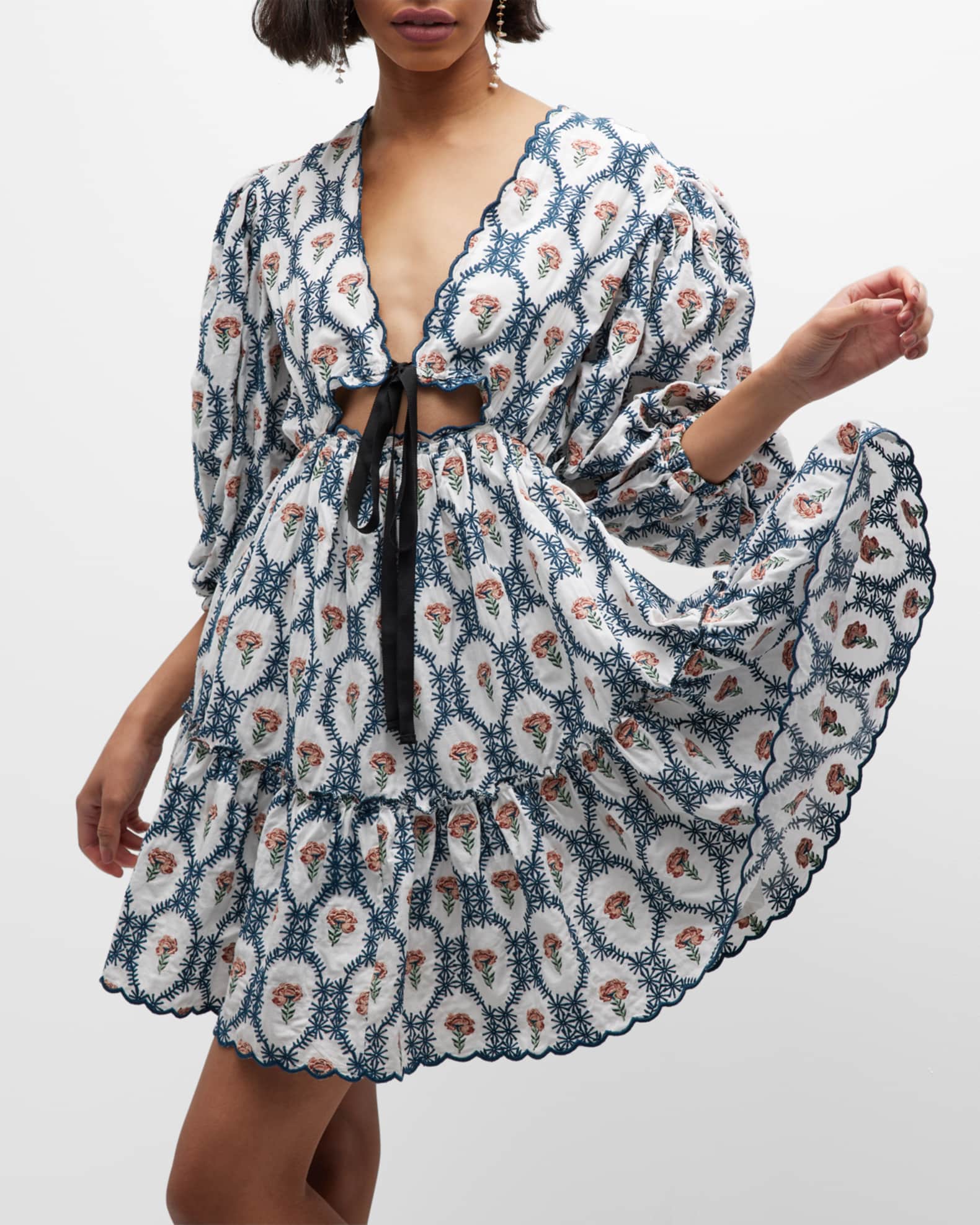 Lug Von Siga Elina Floral-Embroidered Mini Dress | Neiman Marcus