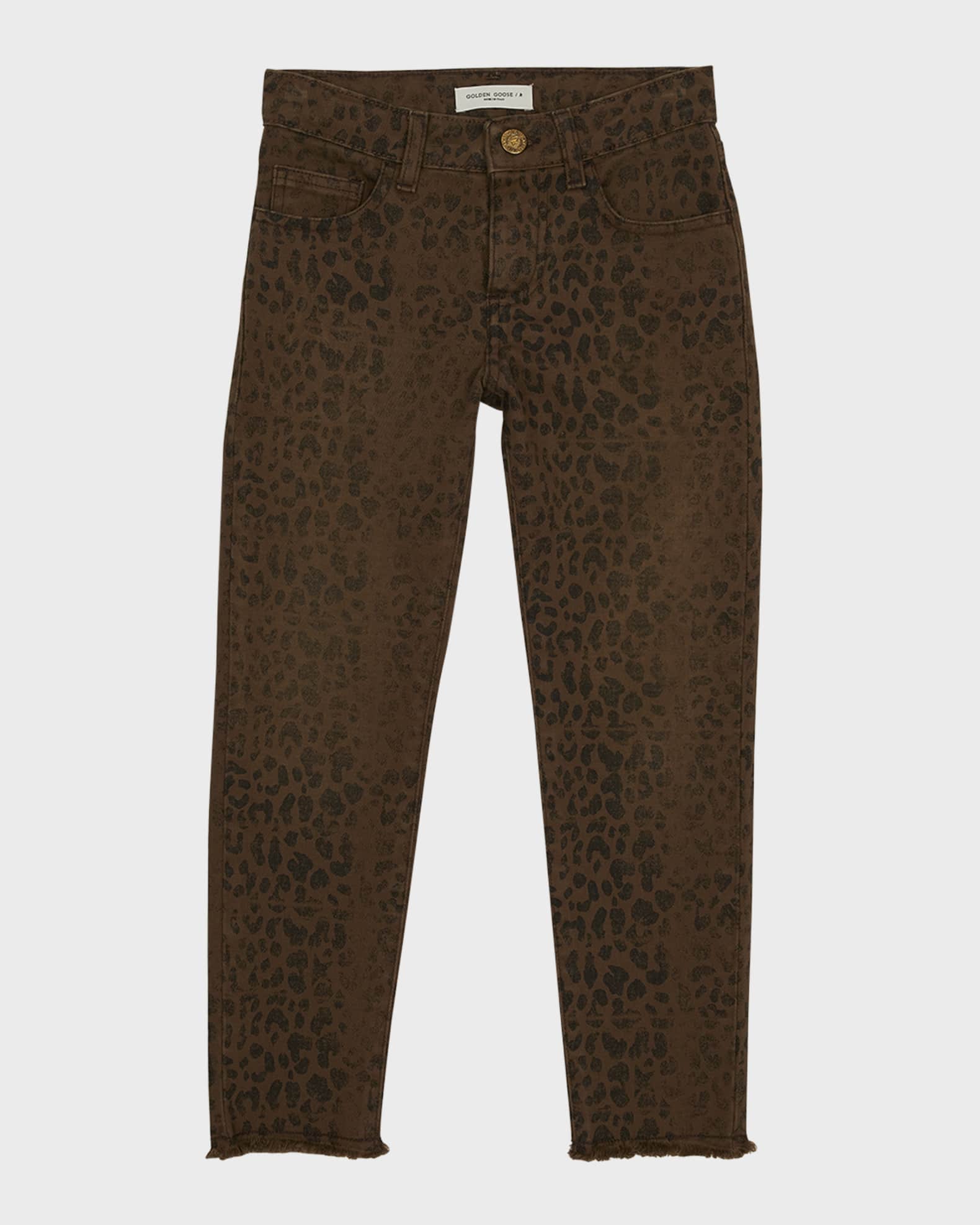 Girl's Faded Leopard-Print Jeans | Neiman Marcus