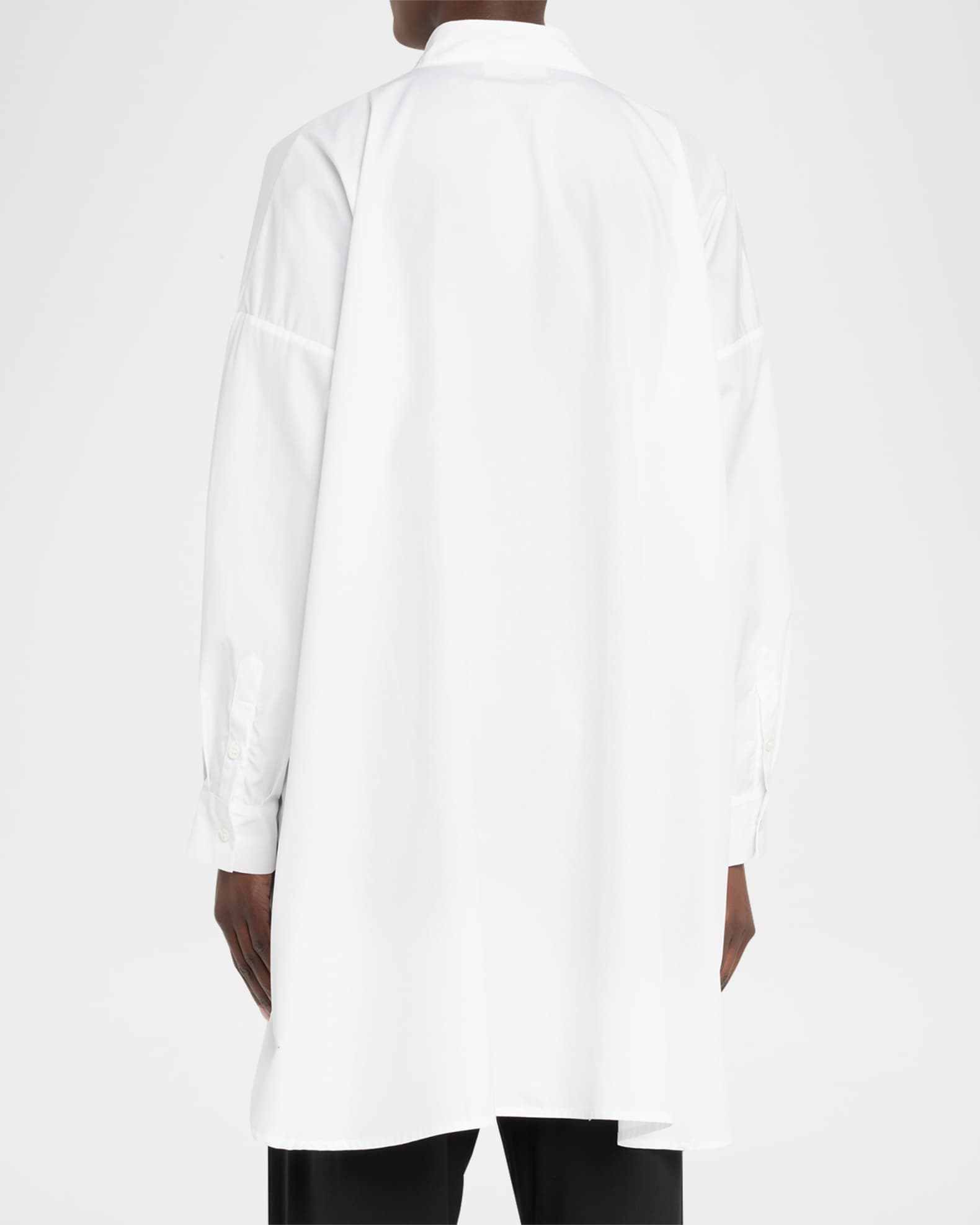 Eskandar Wide A-Line Collarless Classic Shirt (Long Plus) | Neiman Marcus