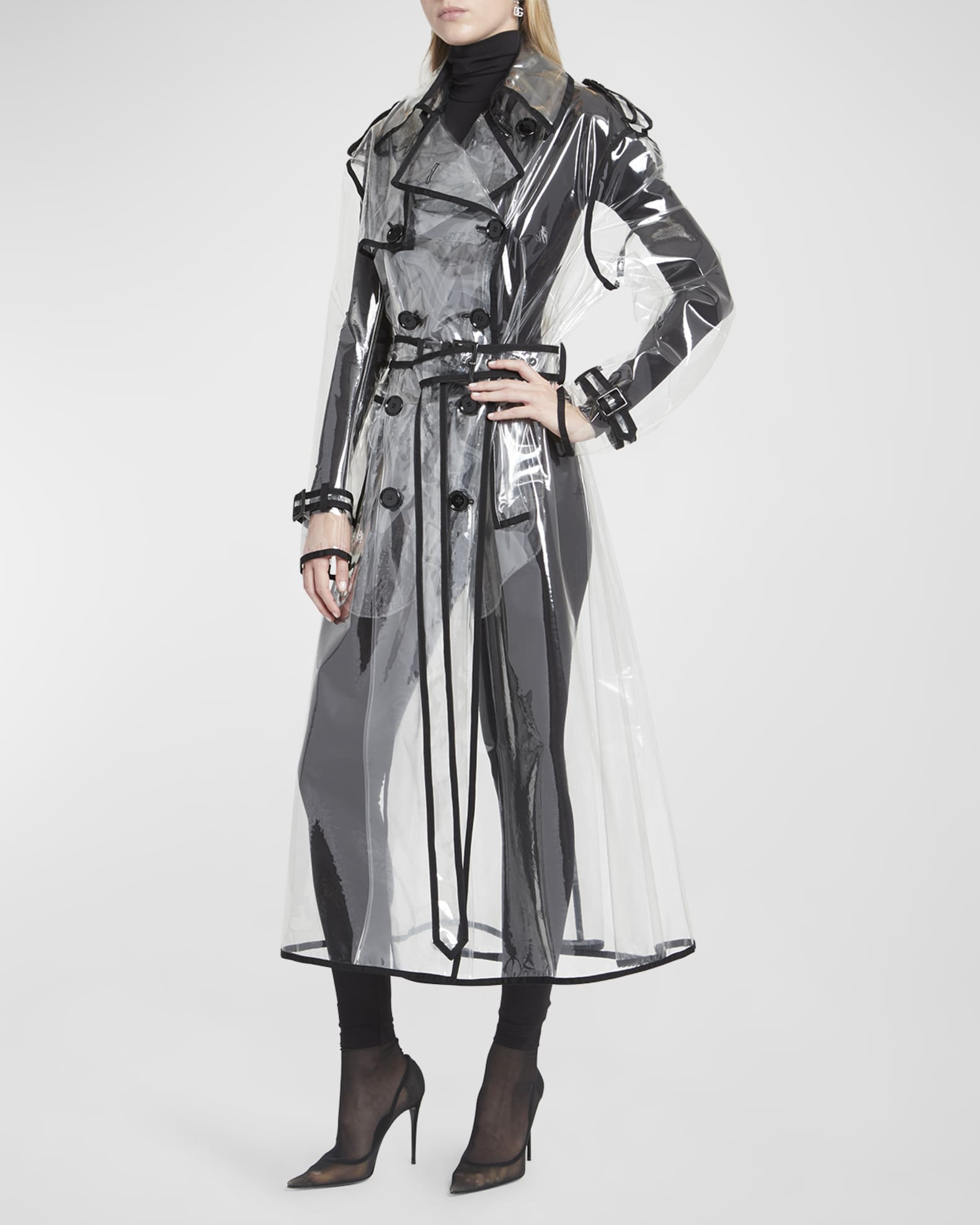 Dolce&Gabbana Light PVC Double-Breasted Trench Coat | Neiman Marcus