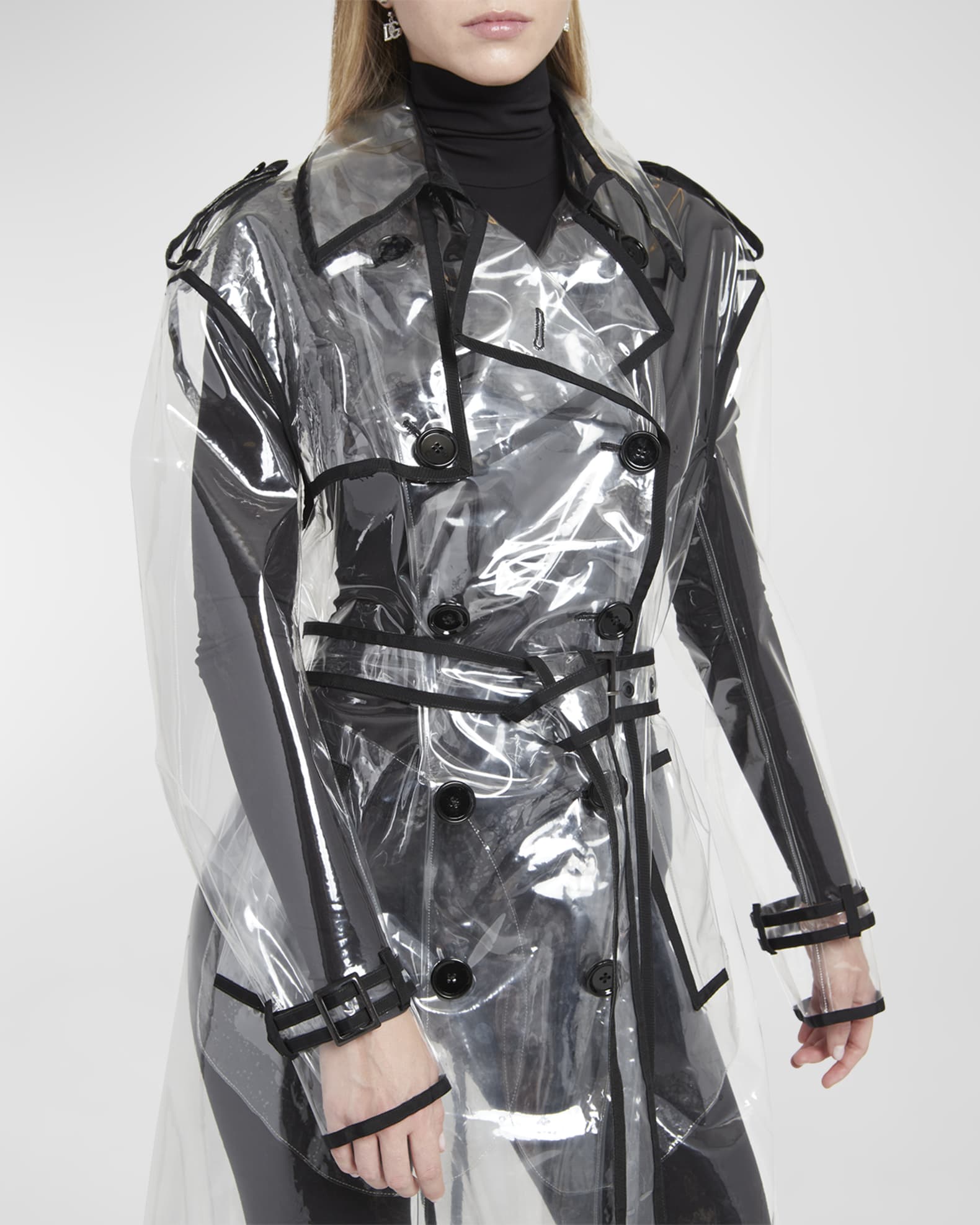 Dolce&Gabbana Light PVC Double-Breasted Trench Coat | Neiman Marcus