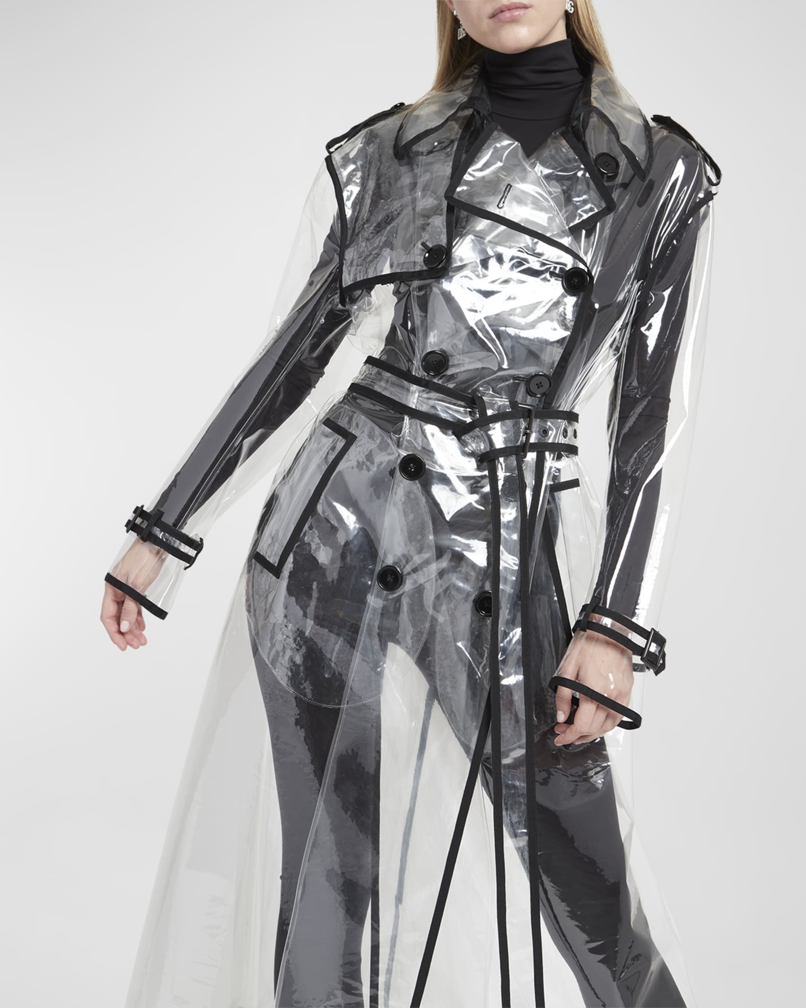 Dolce&Gabbana Light PVC Double-Breasted Trench Coat | Neiman Marcus