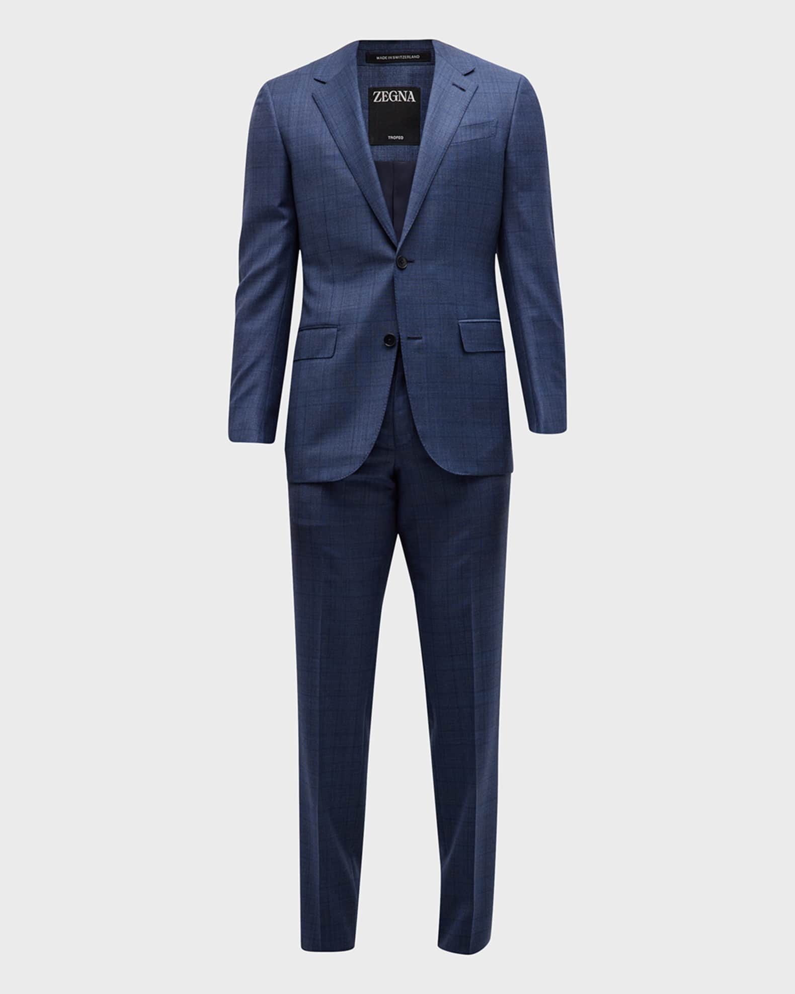 ZEGNA Men's Tonal Plaid Wool Suit | Neiman Marcus