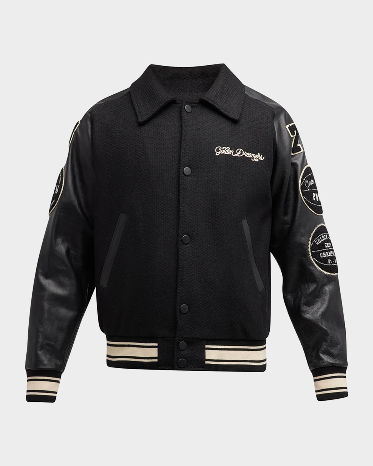 Golden Goose Men's Bomber Jacket with College Patches | Neiman Marcus