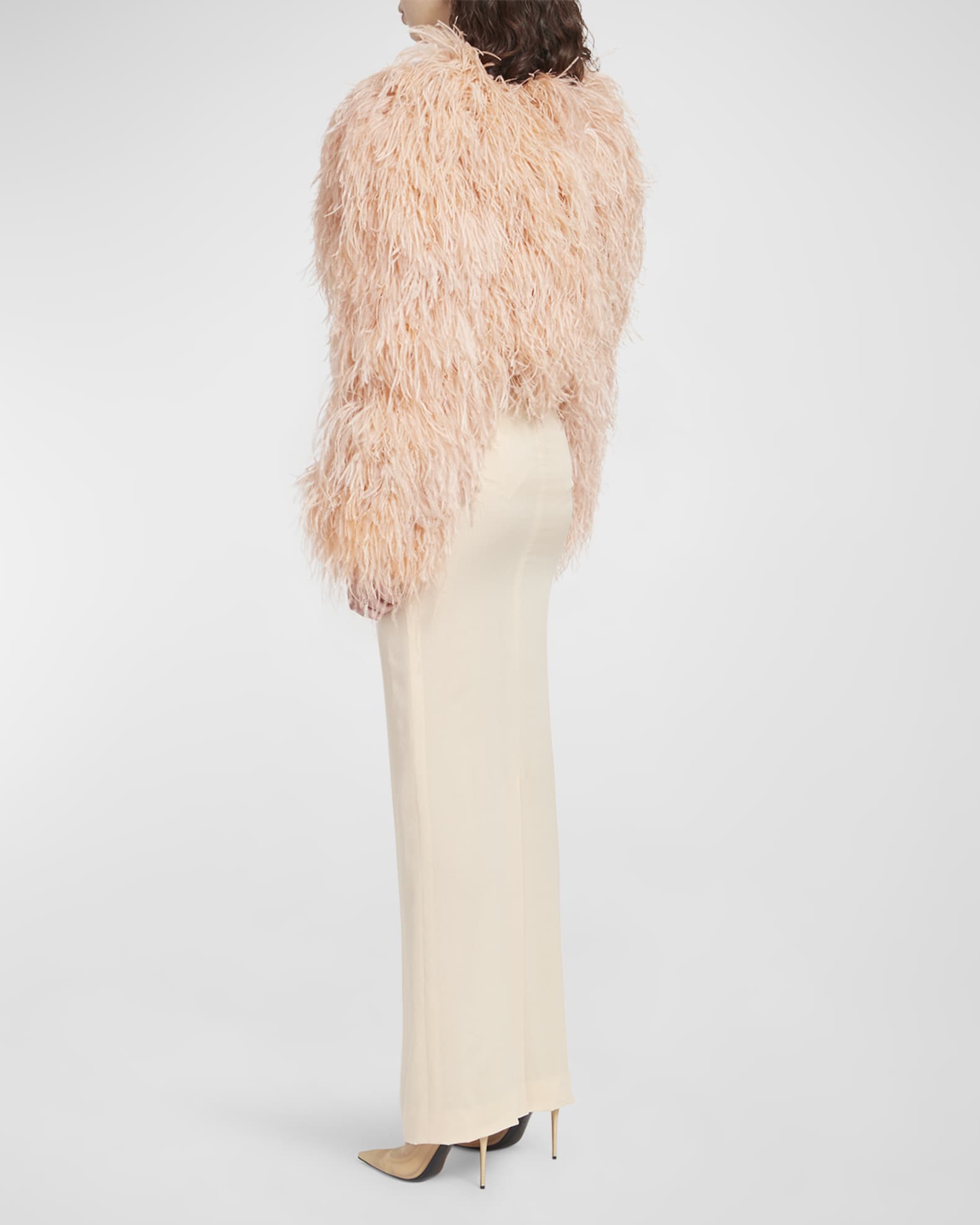 Dolce&Gabbana Ostrich Feather Crop Jacket | Neiman Marcus