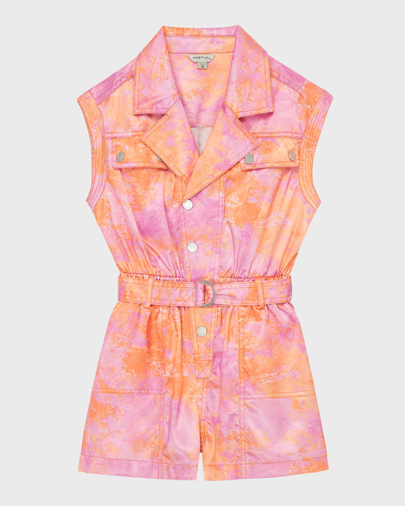 Habitual Girl's Tie Dye Utility Romper, Size 7-16 | Neiman Marcus