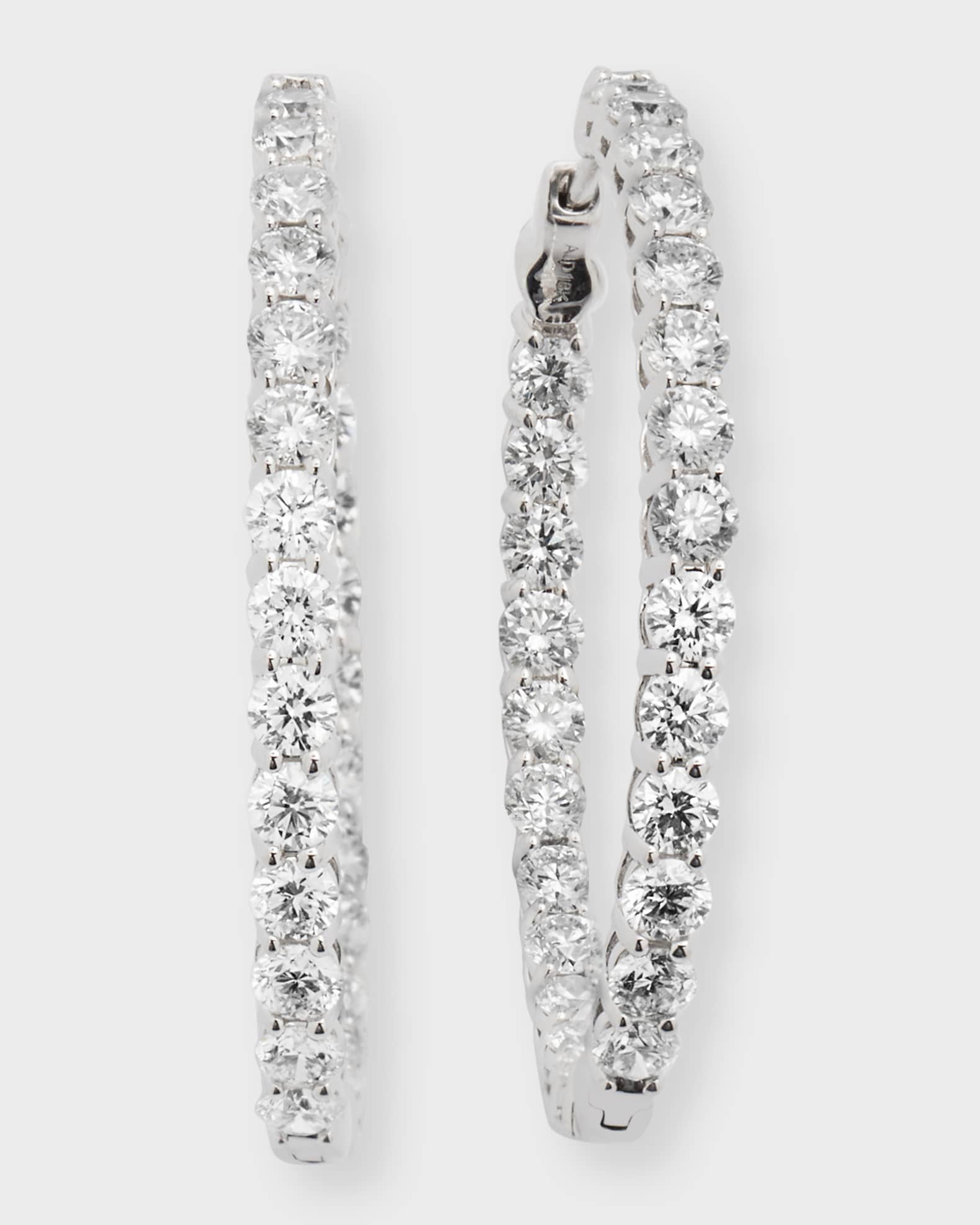 Neiman Marcus Diamonds 18K White Gold Round Diamond GH/SI Medium Hoop Earrings, 5.25tcw, 1.25 ...