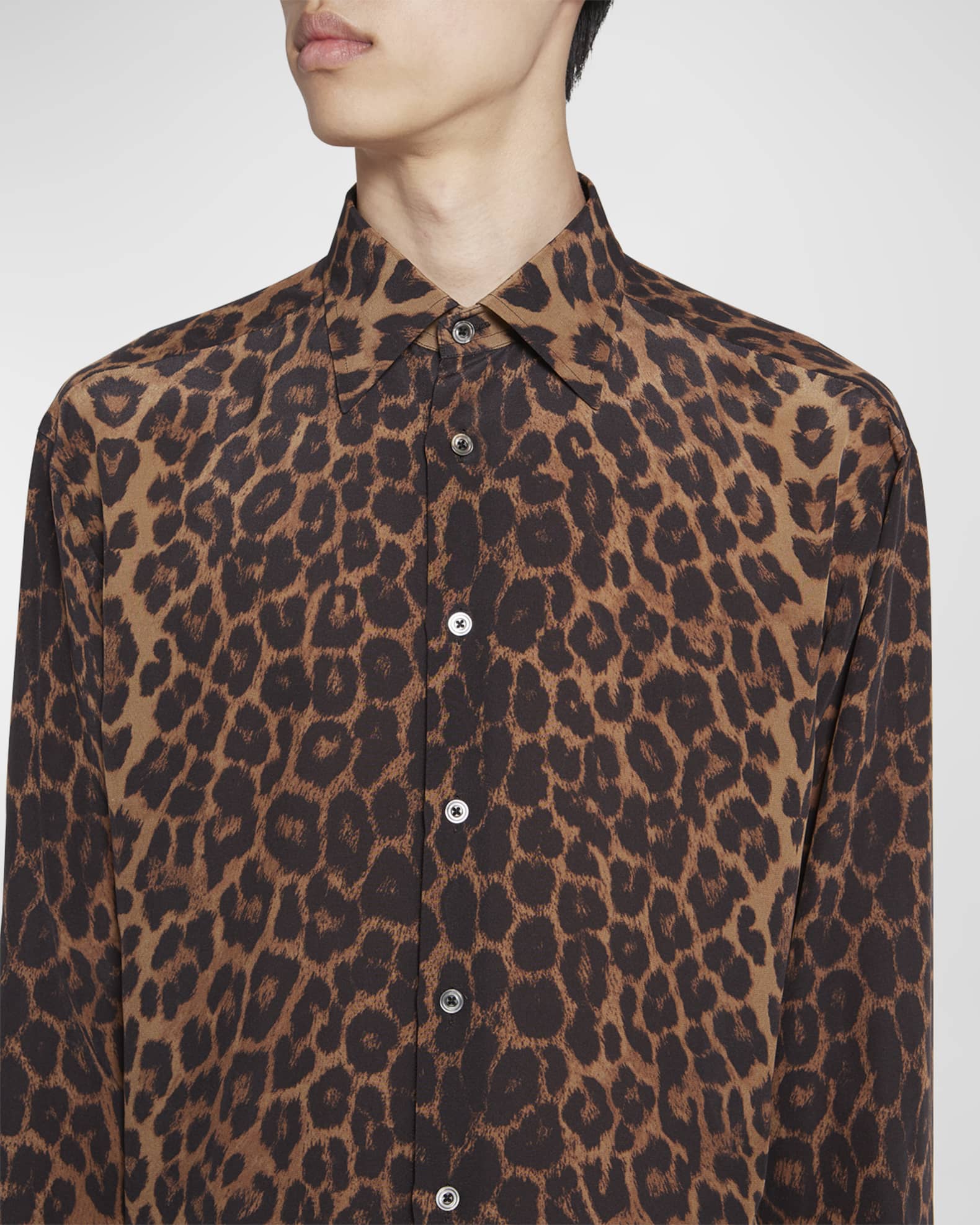 TOM FORD Men's Leopard-Print Relaxed Fit Sport Shirt | Neiman Marcus