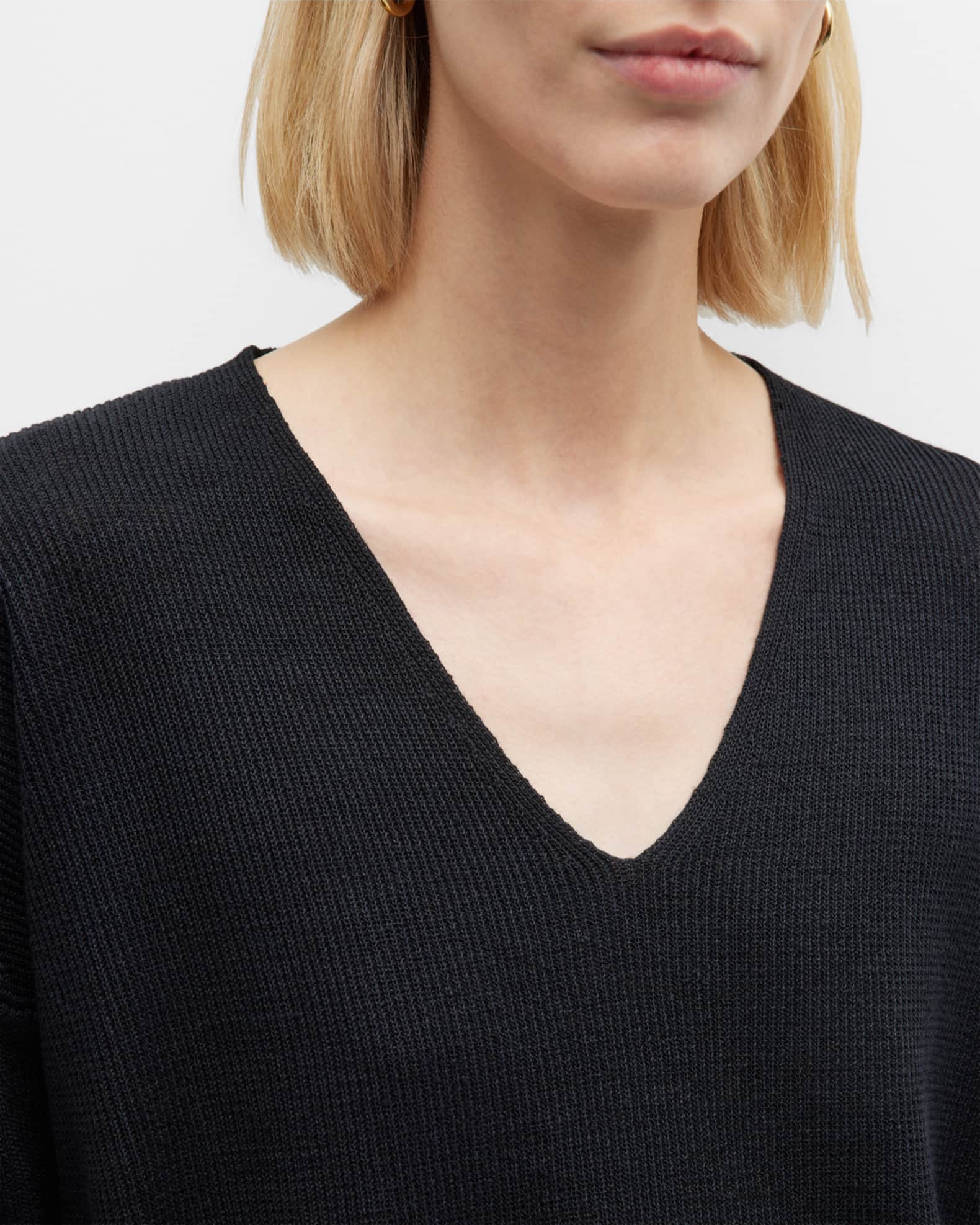 Eileen Fisher Ribbed V-Neck Pullover | Neiman Marcus