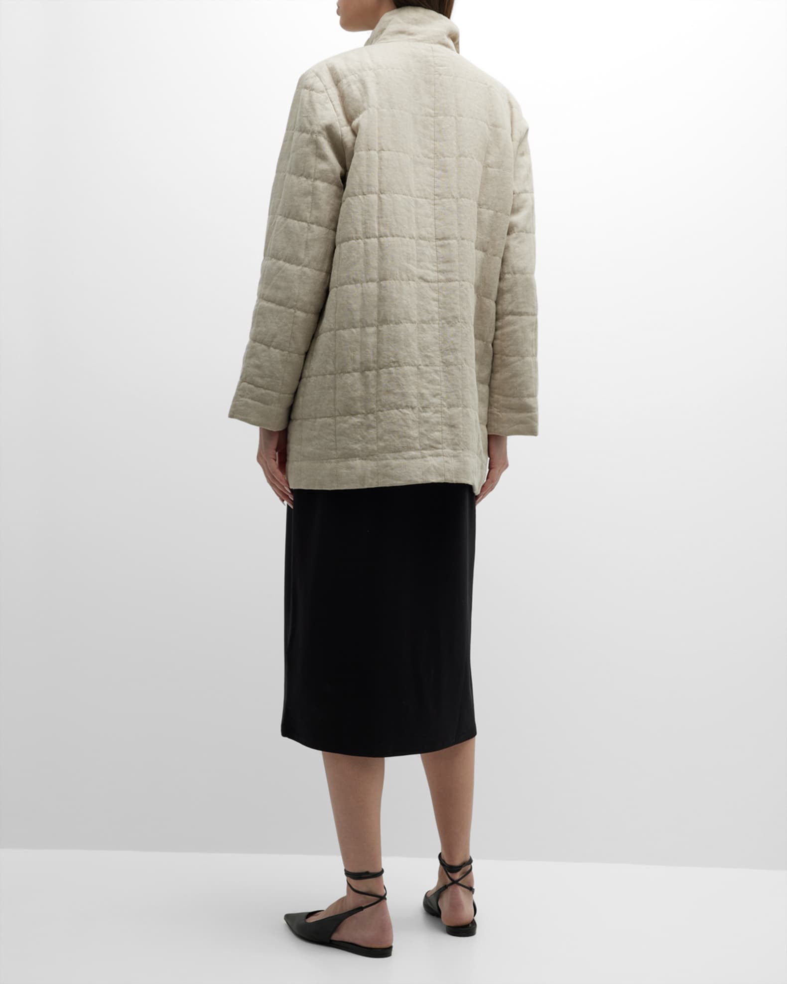 Eileen Fisher Quilted Snap-Front Padded Jacket | Neiman Marcus