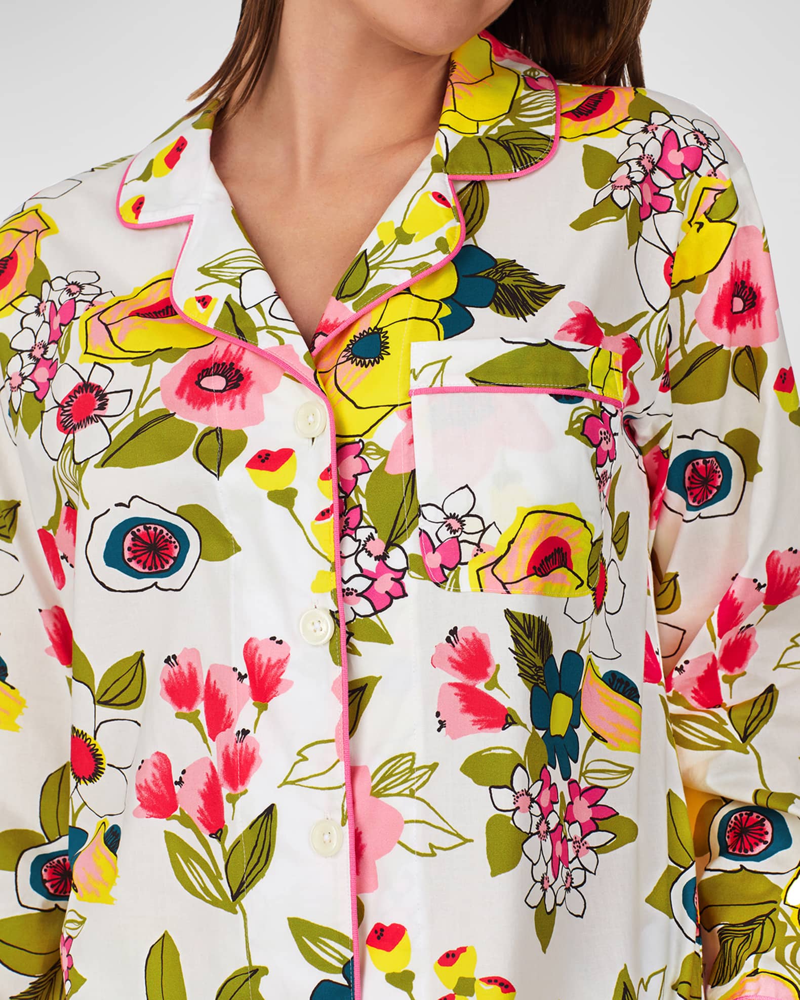 Trina Turk x Bedhead Pajamas Floral-Print Poplin Pajama Set | Neiman Marcus