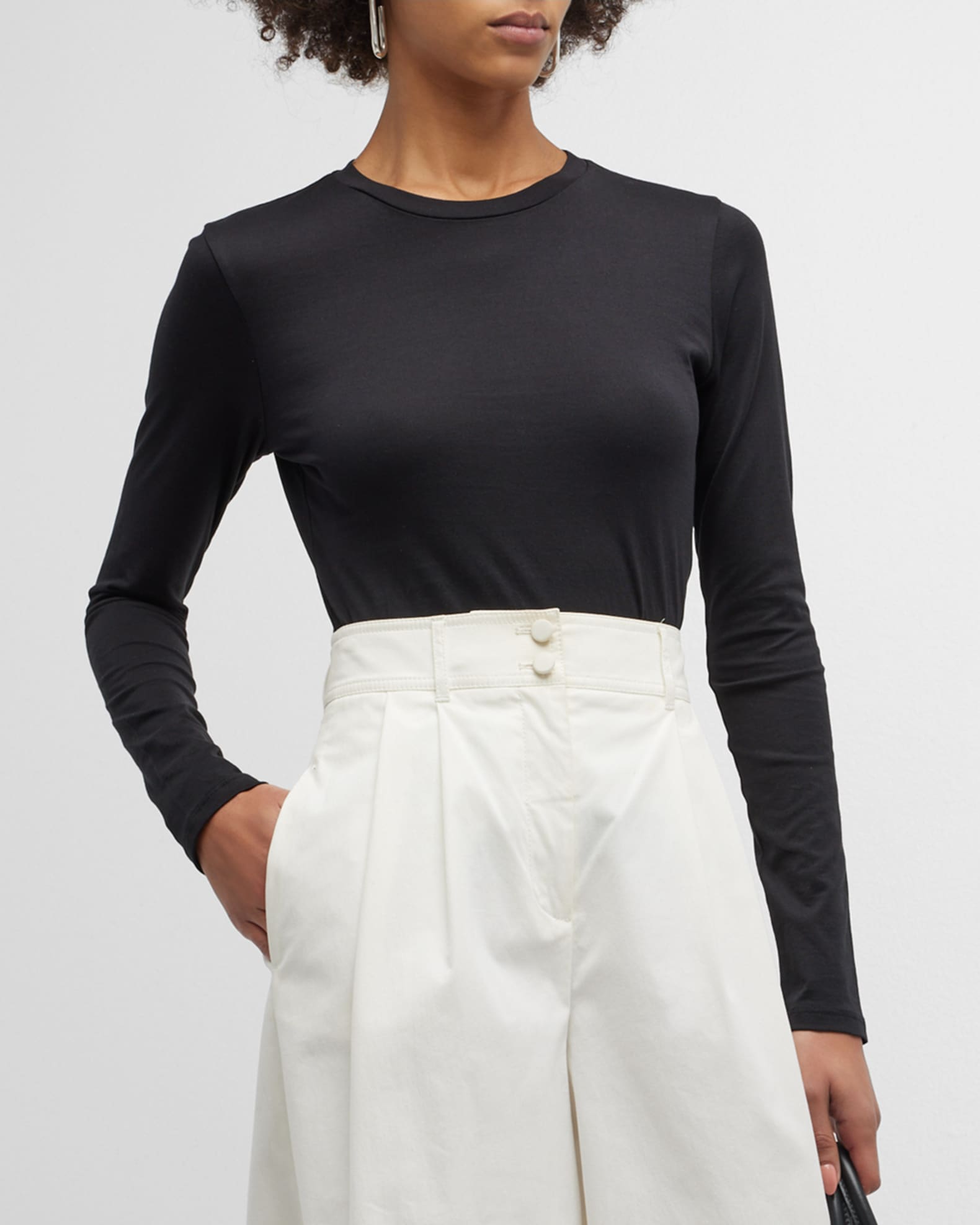 Theory Tiny Tee Long-Sleeve Cotton T-Shirt | Neiman Marcus