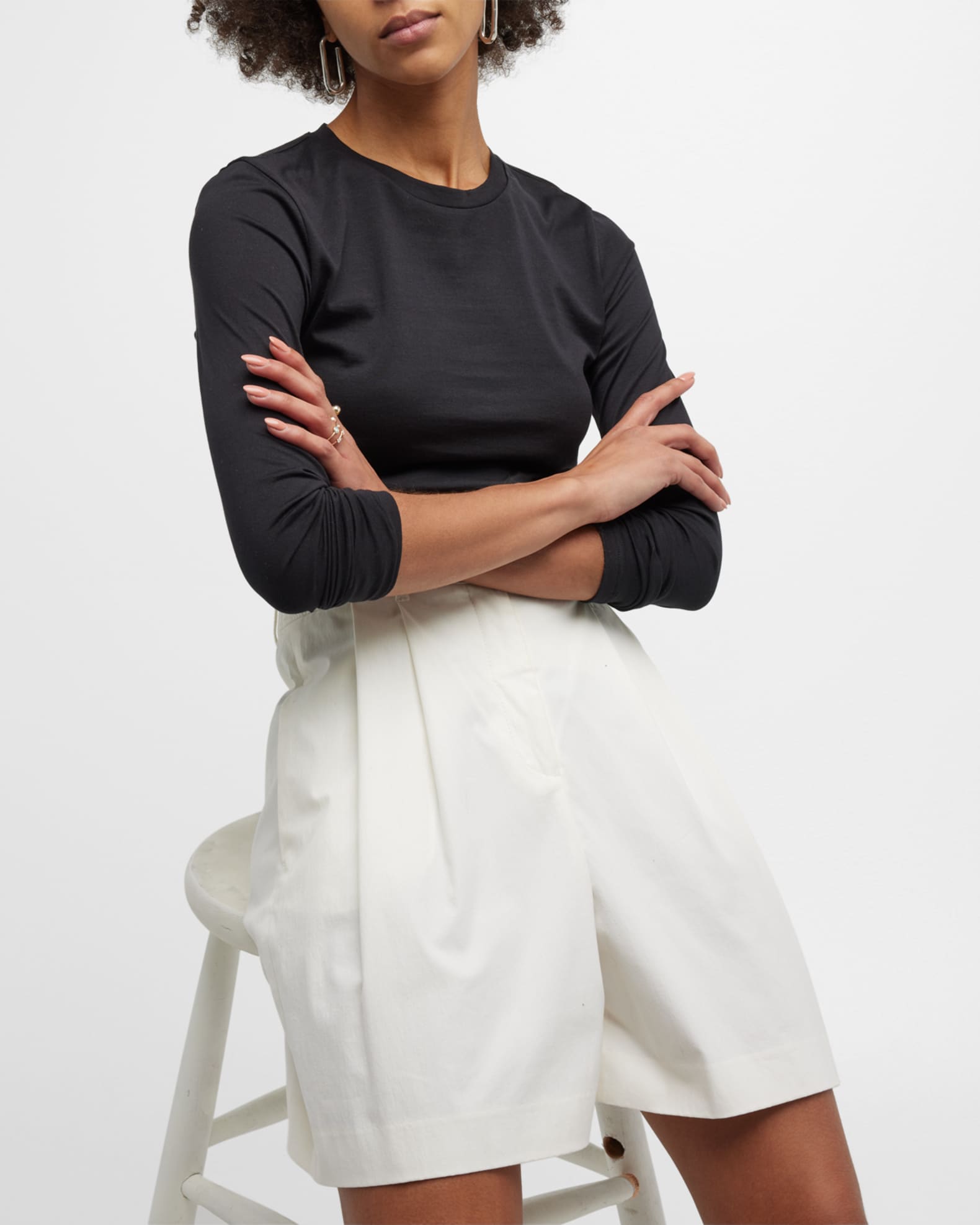 Theory Tiny Tee Long-Sleeve Cotton T-Shirt | Neiman Marcus