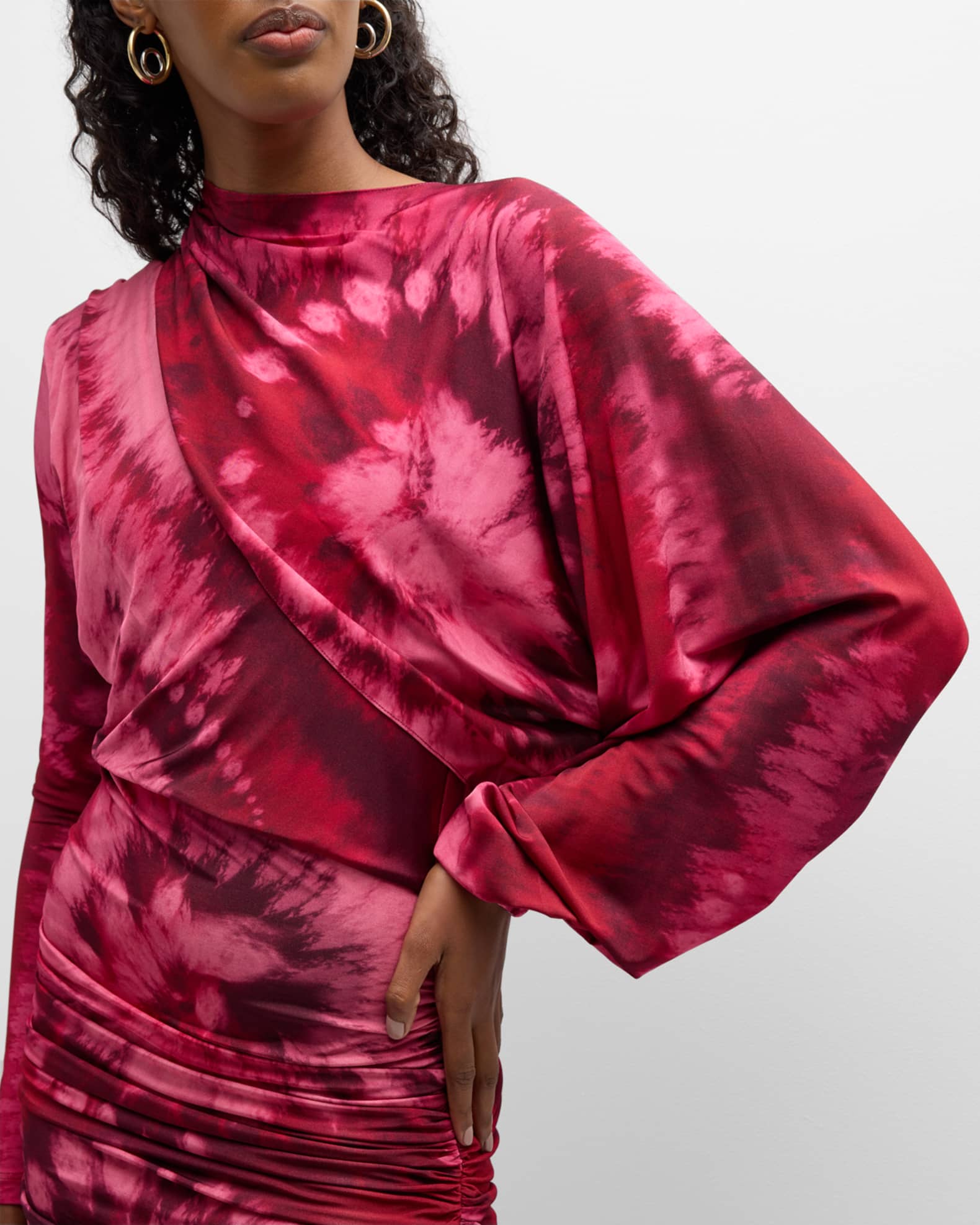 Johanna Ortiz Sunny Disposition Tie-Dye Drape Midi Dress | Neiman Marcus