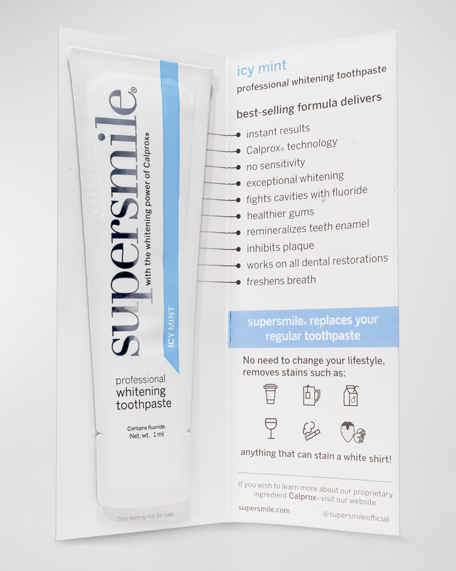 Supersmile Whitening Toothpaste with Fluoride, Icy Mint - Sample at ...