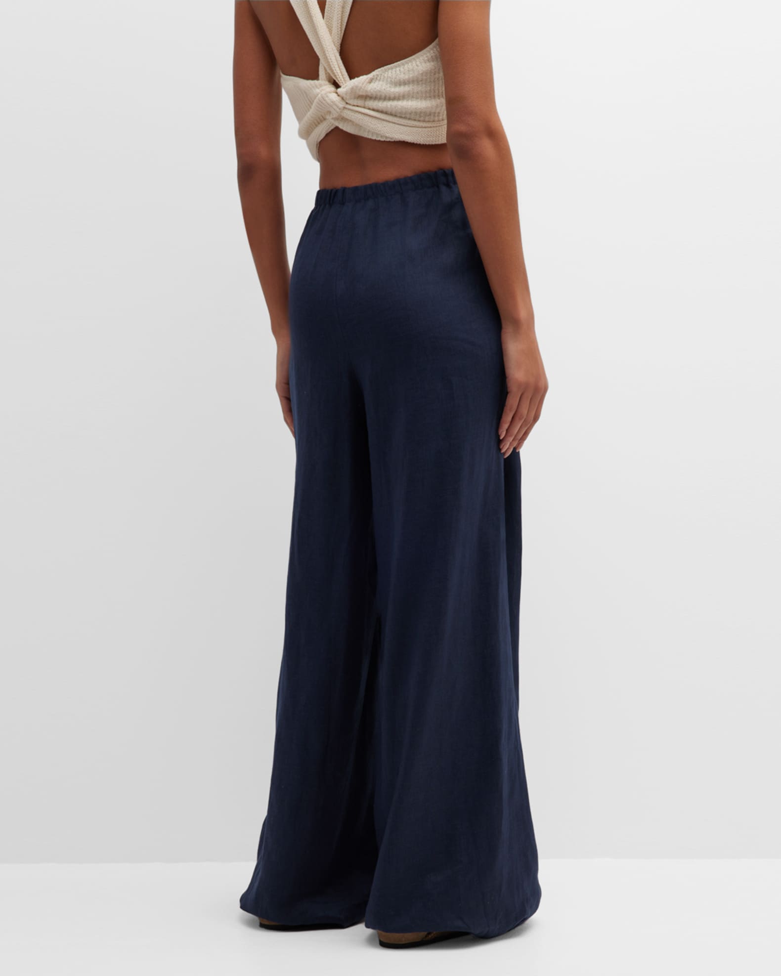 JOSLIN Sophia Wide-Leg Linen Palazzo Pants | Neiman Marcus