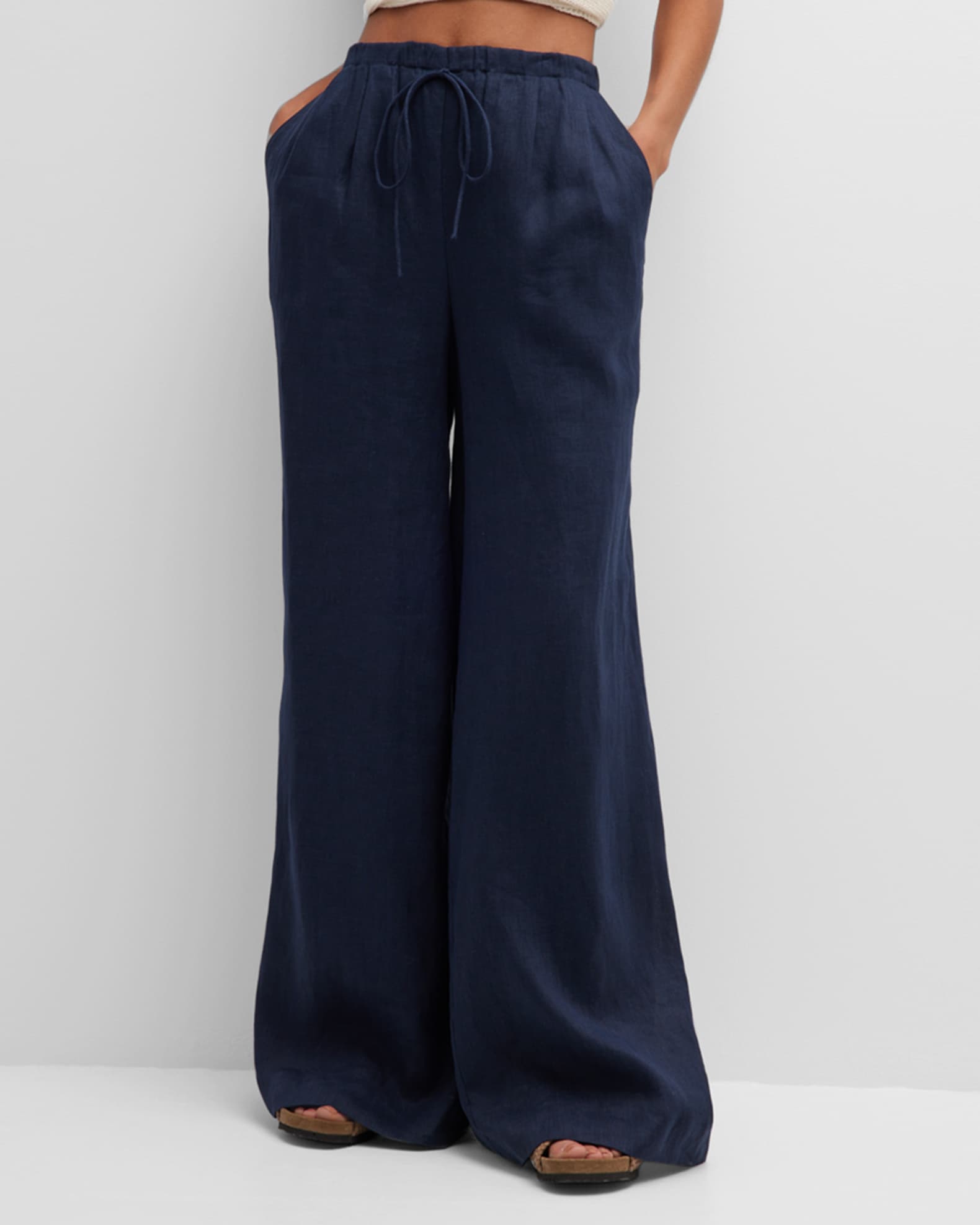 JOSLIN Sophia Wide-Leg Linen Palazzo Pants | Neiman Marcus