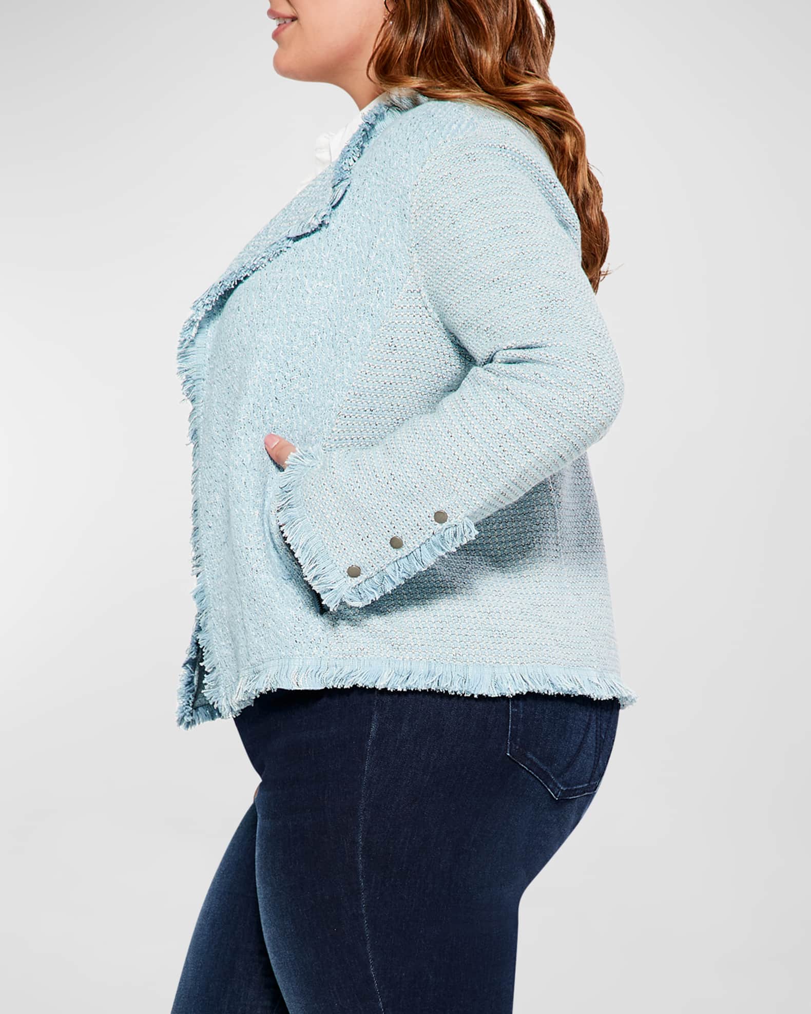 NIC+ZOE Plus Plus Size Fringe Mix Tweed Jacket | Neiman Marcus