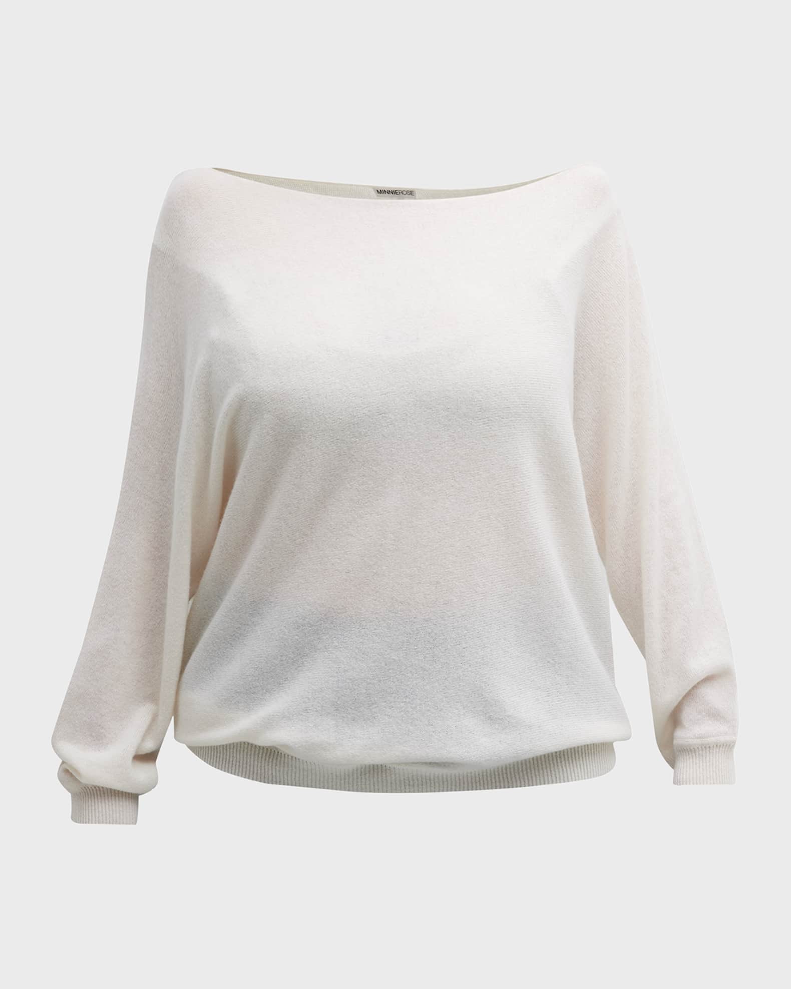 Minnie Rose Plus Plus Size Cashmere Off-Shoulder Sweater | Neiman Marcus