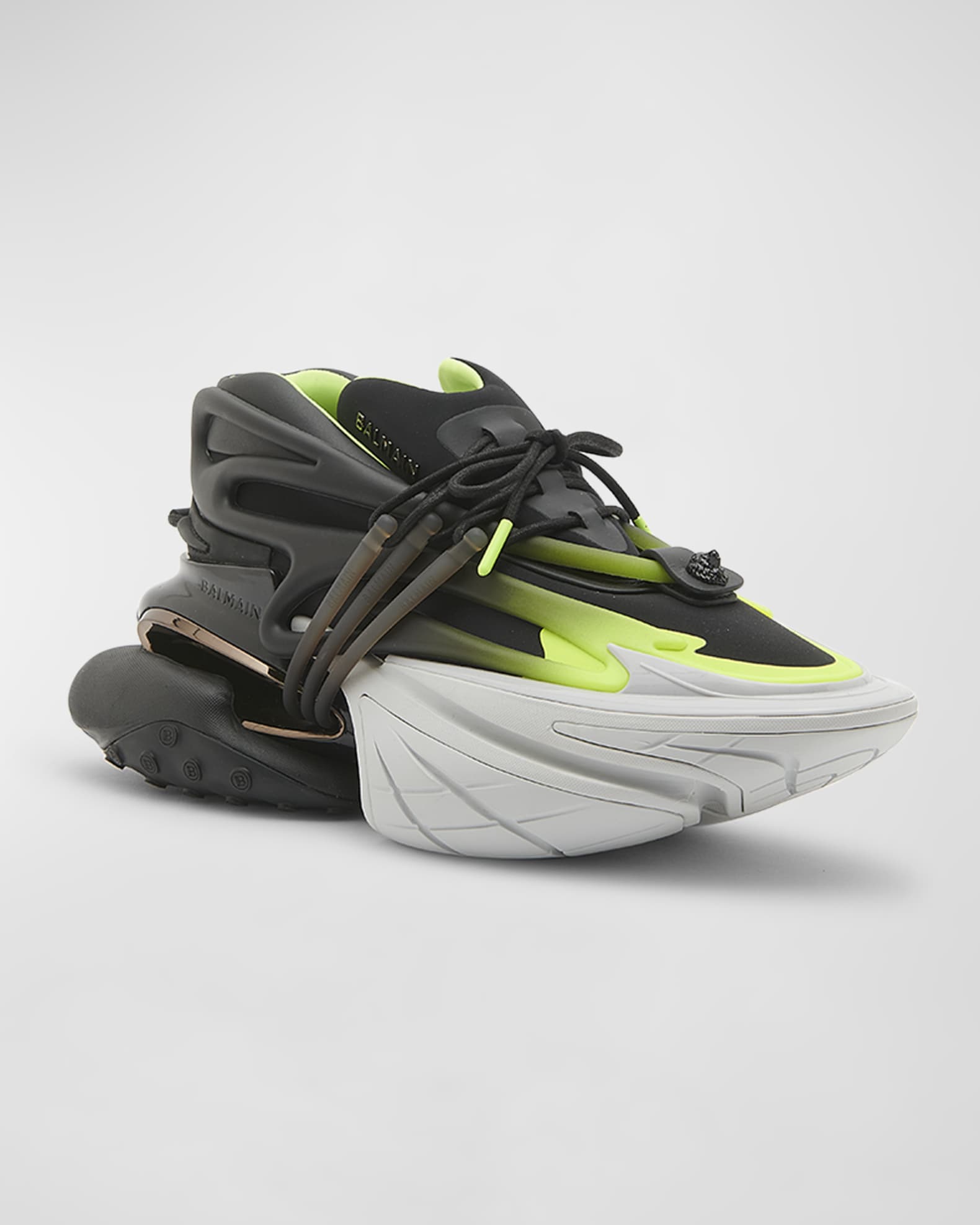 Balmain Men's Unicorn Neoprene and Leather Low-Top Trainers | Neiman Marcus