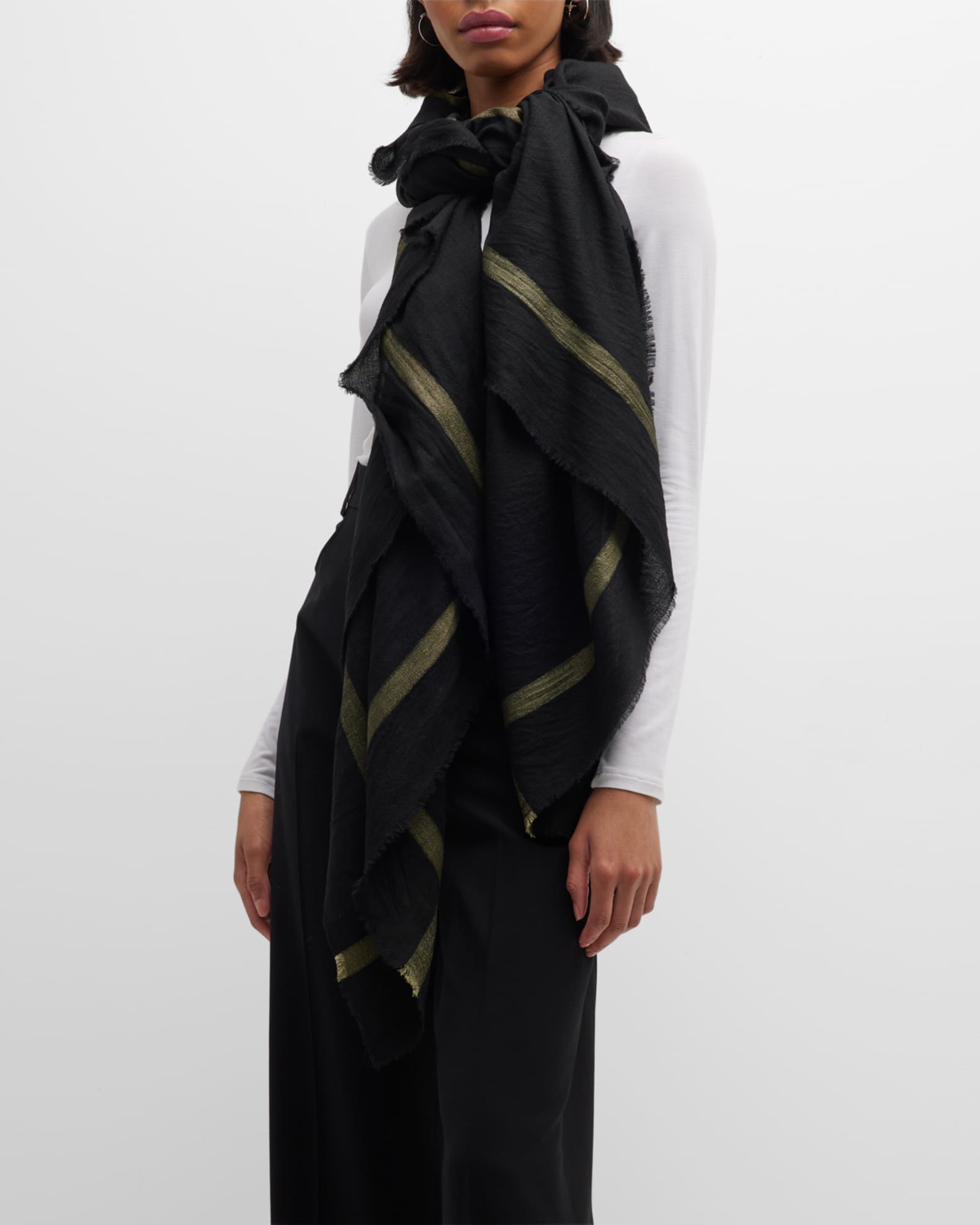 Bindya Striped Wool Evening Wrap | Neiman Marcus