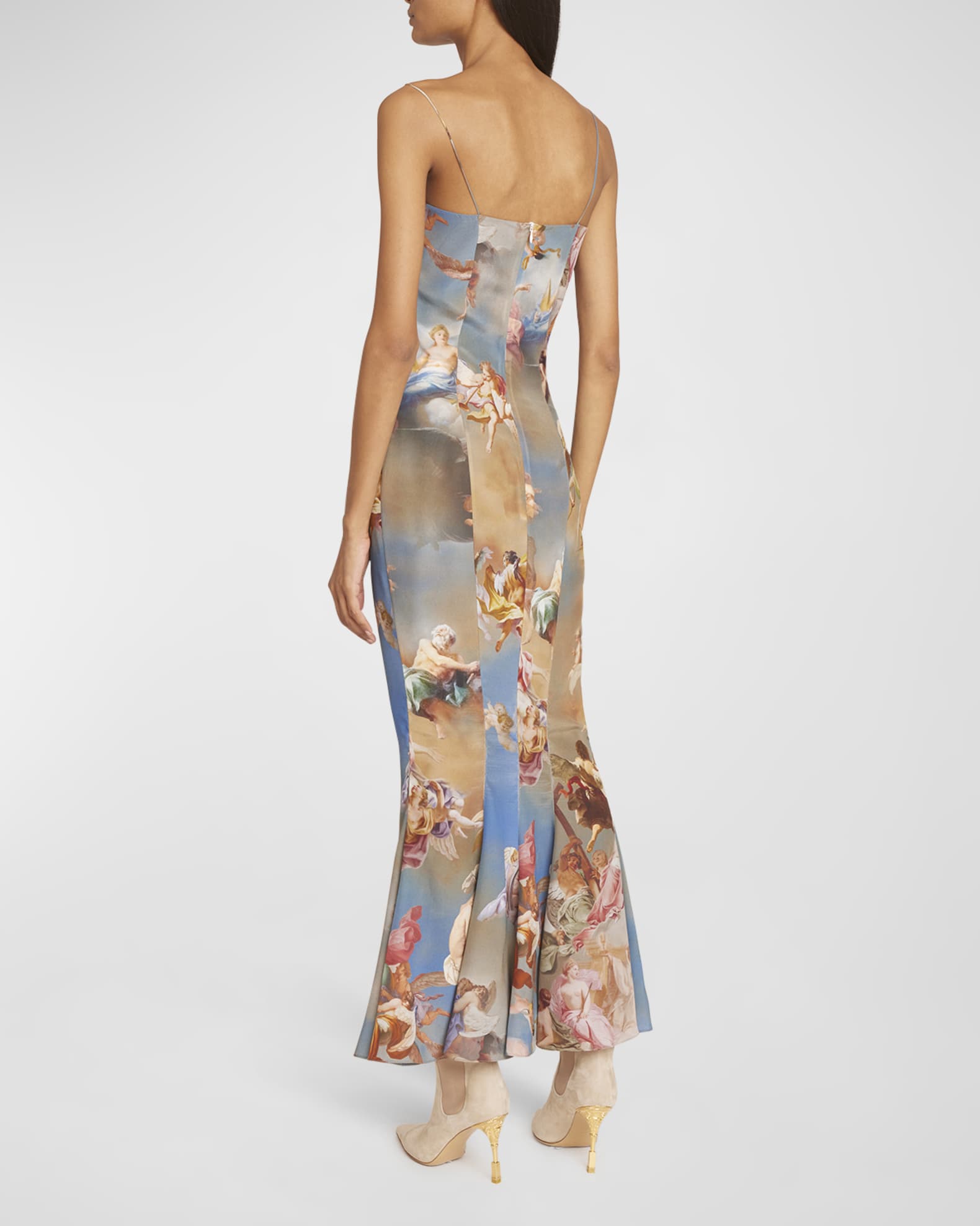 Balmain Sky-Print Cowl-Neck Mermaid Maxi Dress | Neiman Marcus