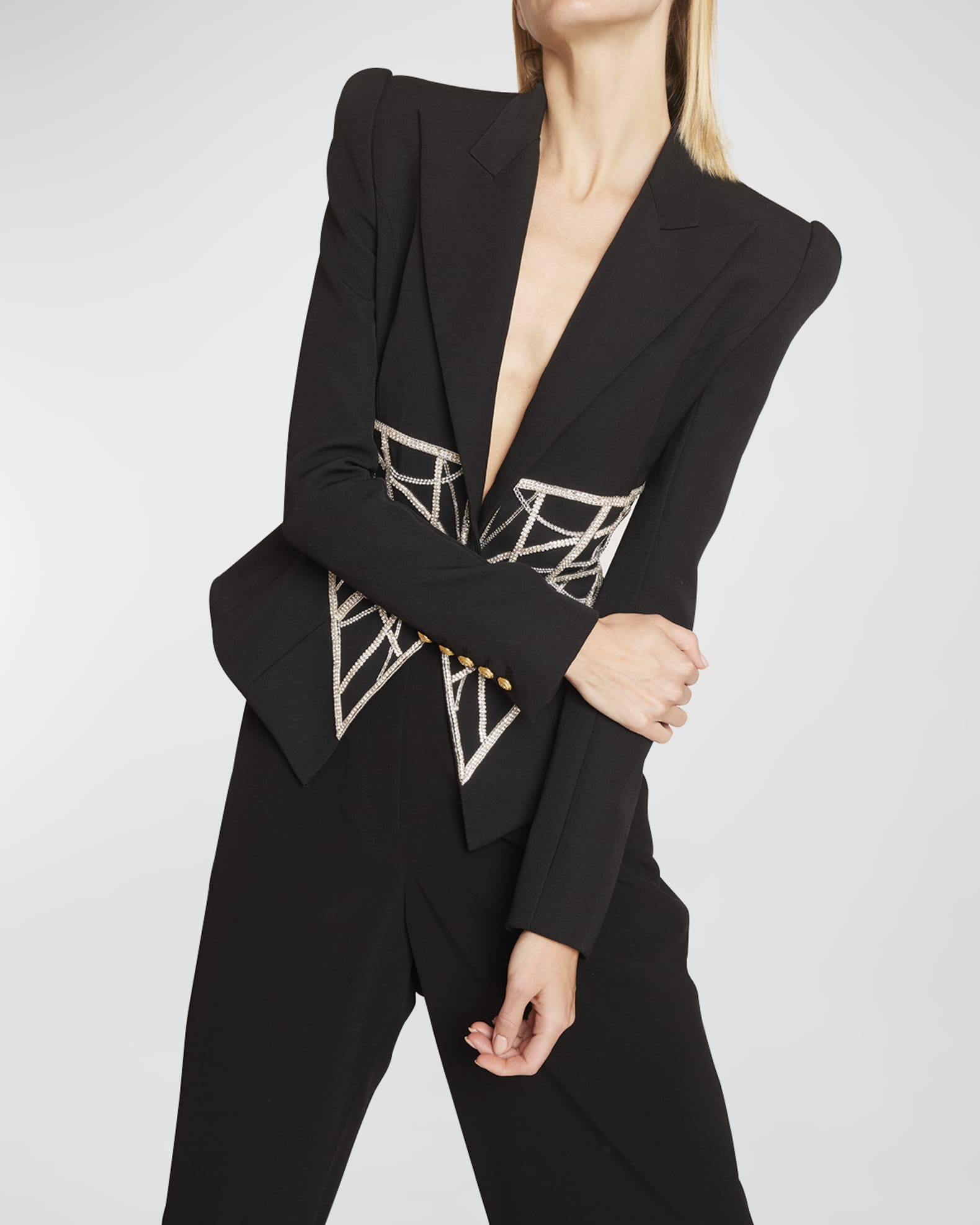 Embroidered Crepe Suit | Neiman Marcus