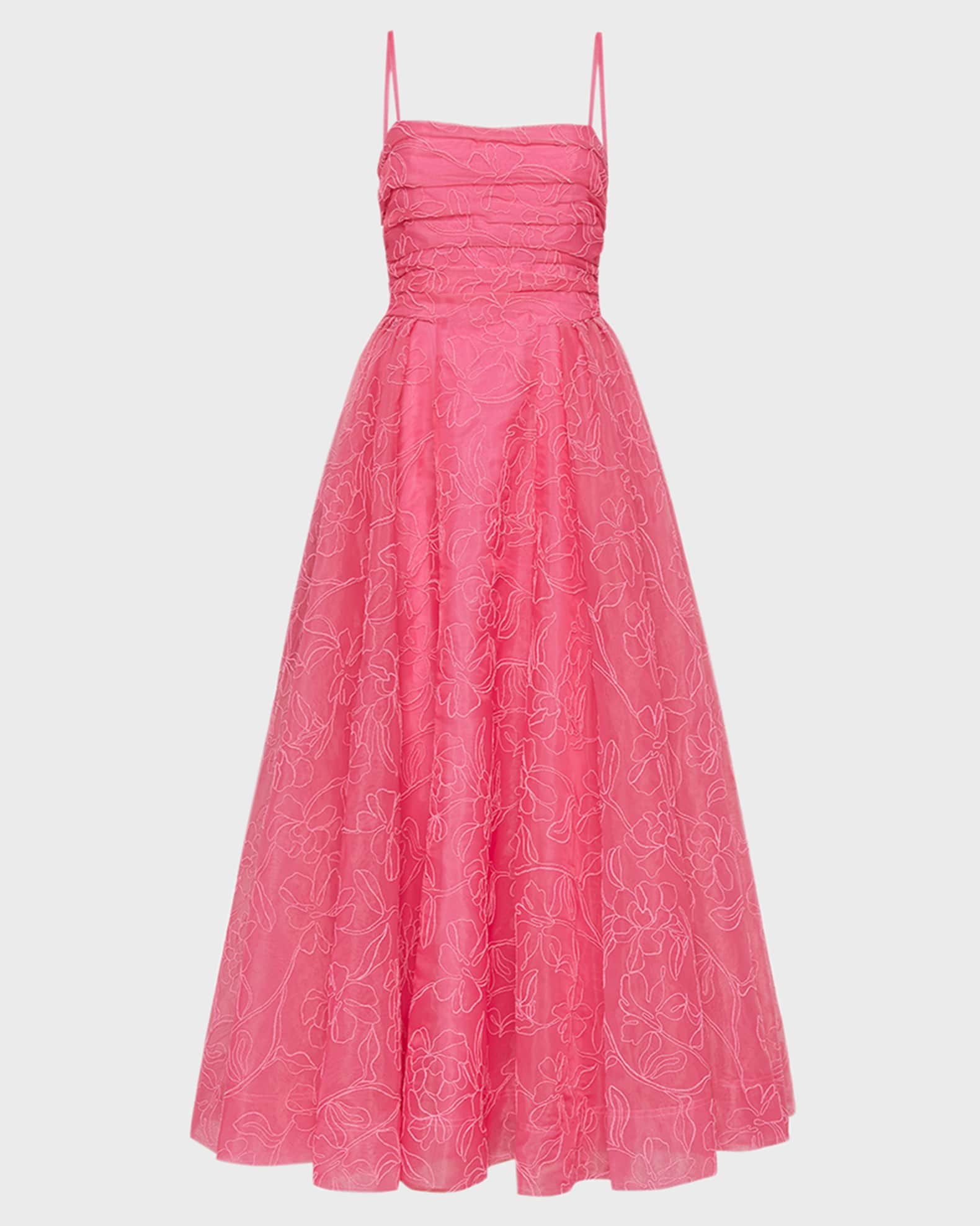 Aje Evangeline Cornelli Square-Neck Chiffon Maxi Dress | Neiman Marcus