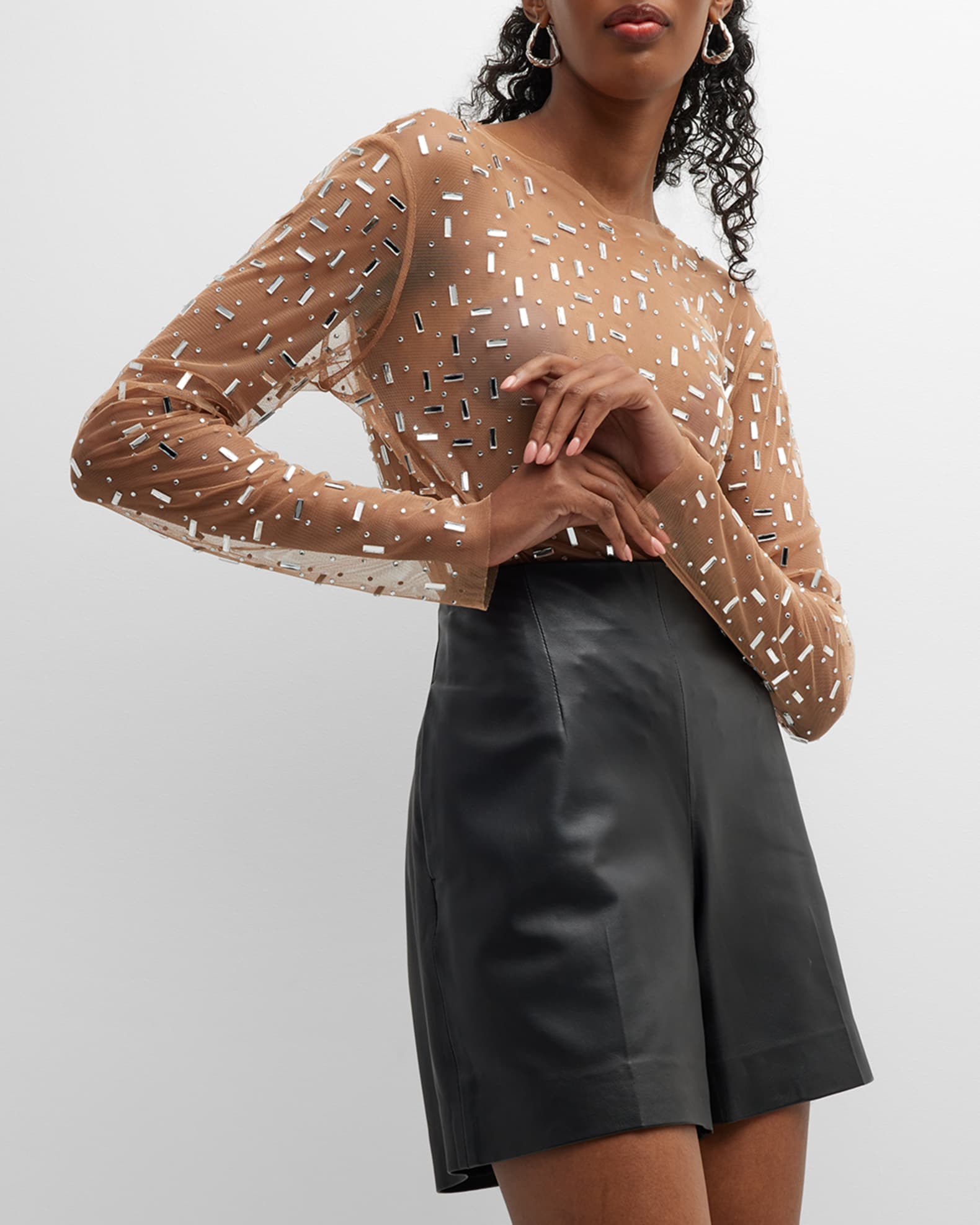 IN THE MOOD FOR LOVE Cey Crystal Mesh Top | Neiman Marcus