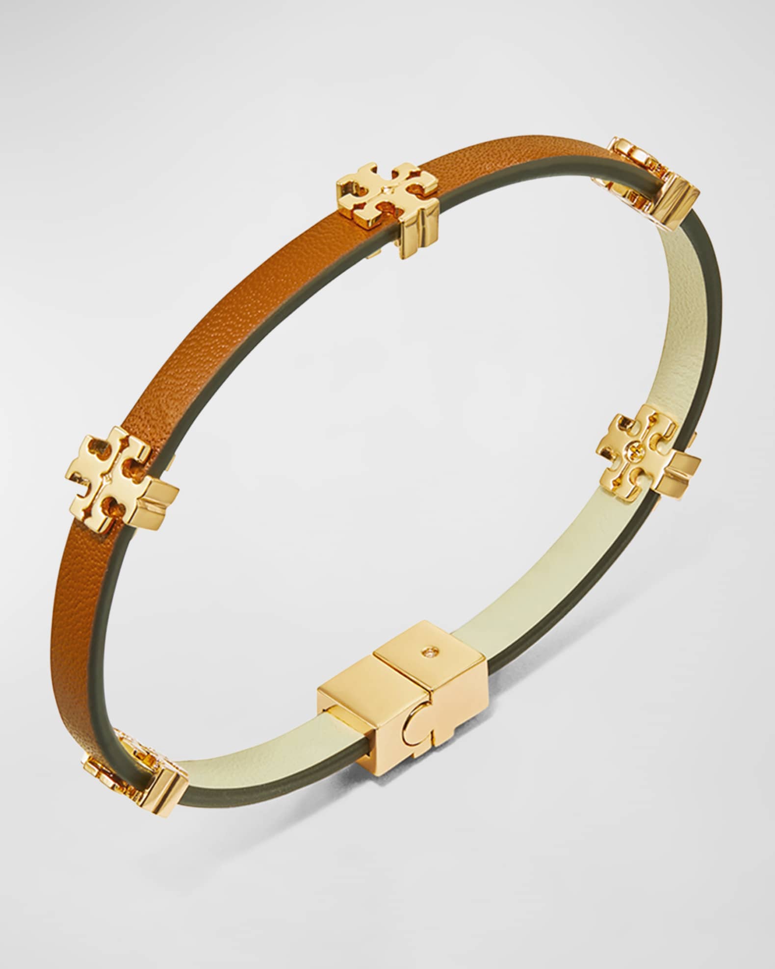 Tory Burch Eleanor Logo Leather Bracelet | Neiman Marcus