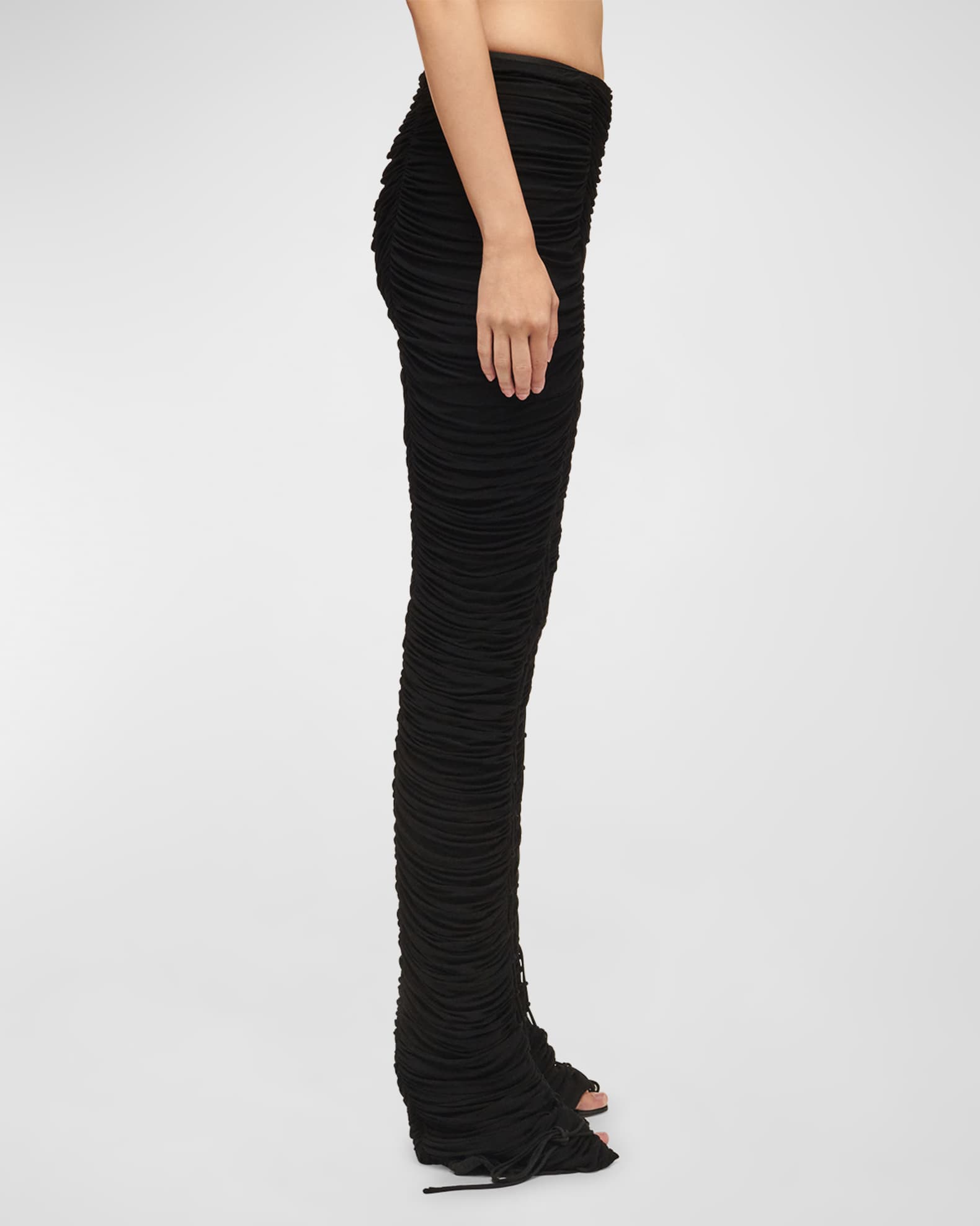 INTERIOR Bea Ruched Lace-Up Skinny-Leg Pants | Neiman Marcus