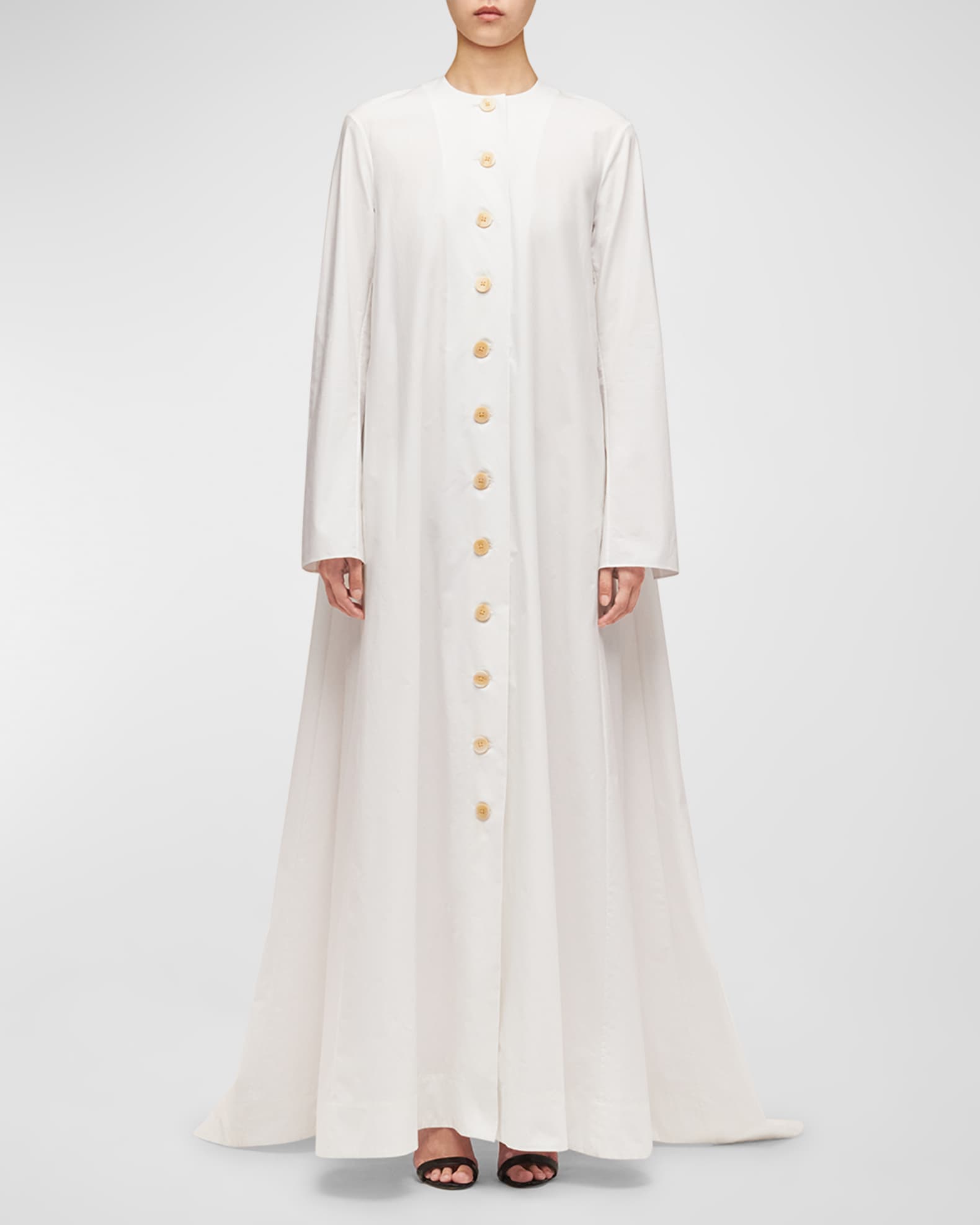 INTERIOR Evelyn Long-Sleeve Button-Front Gown | Neiman Marcus