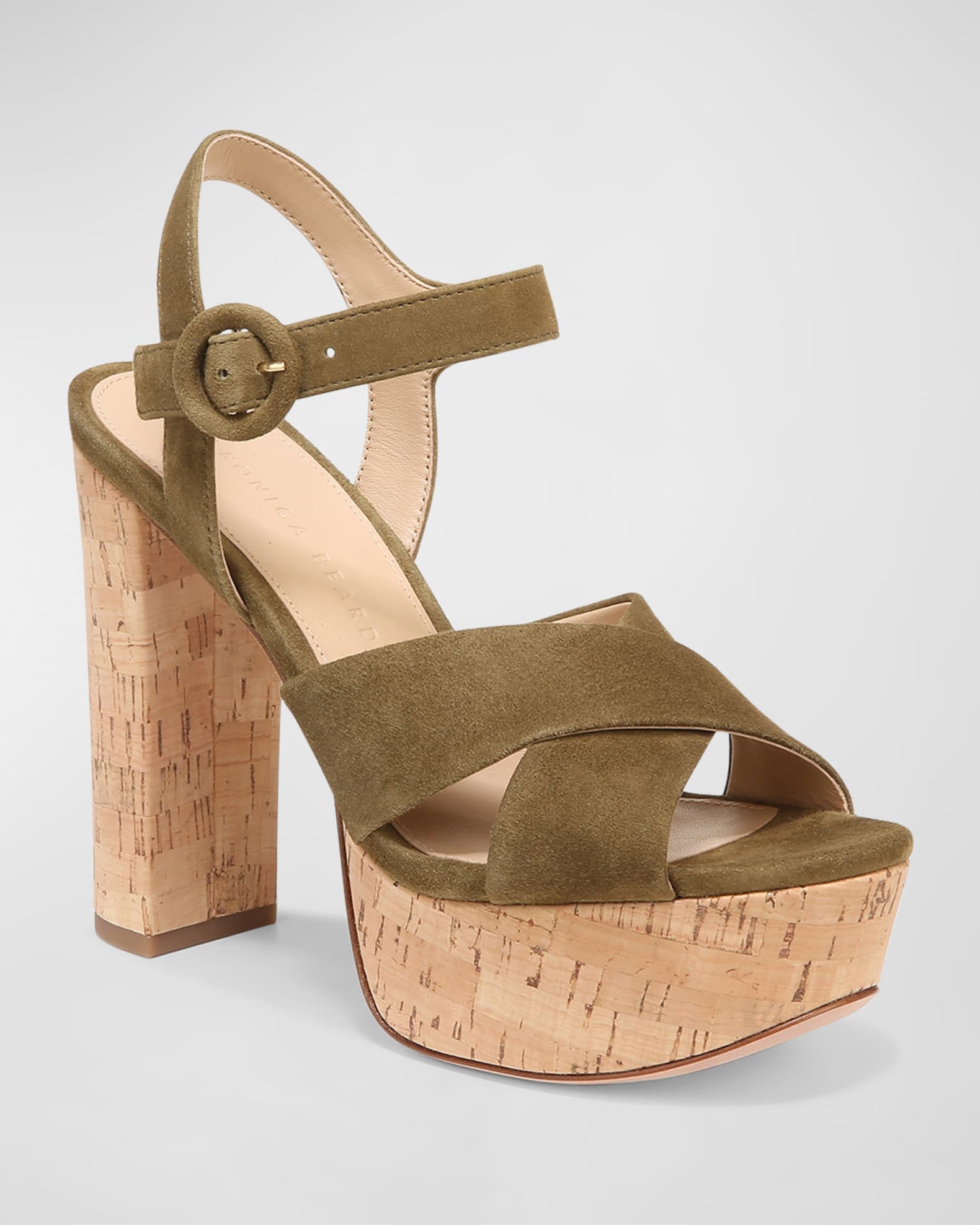 Veronica Beard Lucille Suede Crisscross Platform Sandals | Neiman Marcus