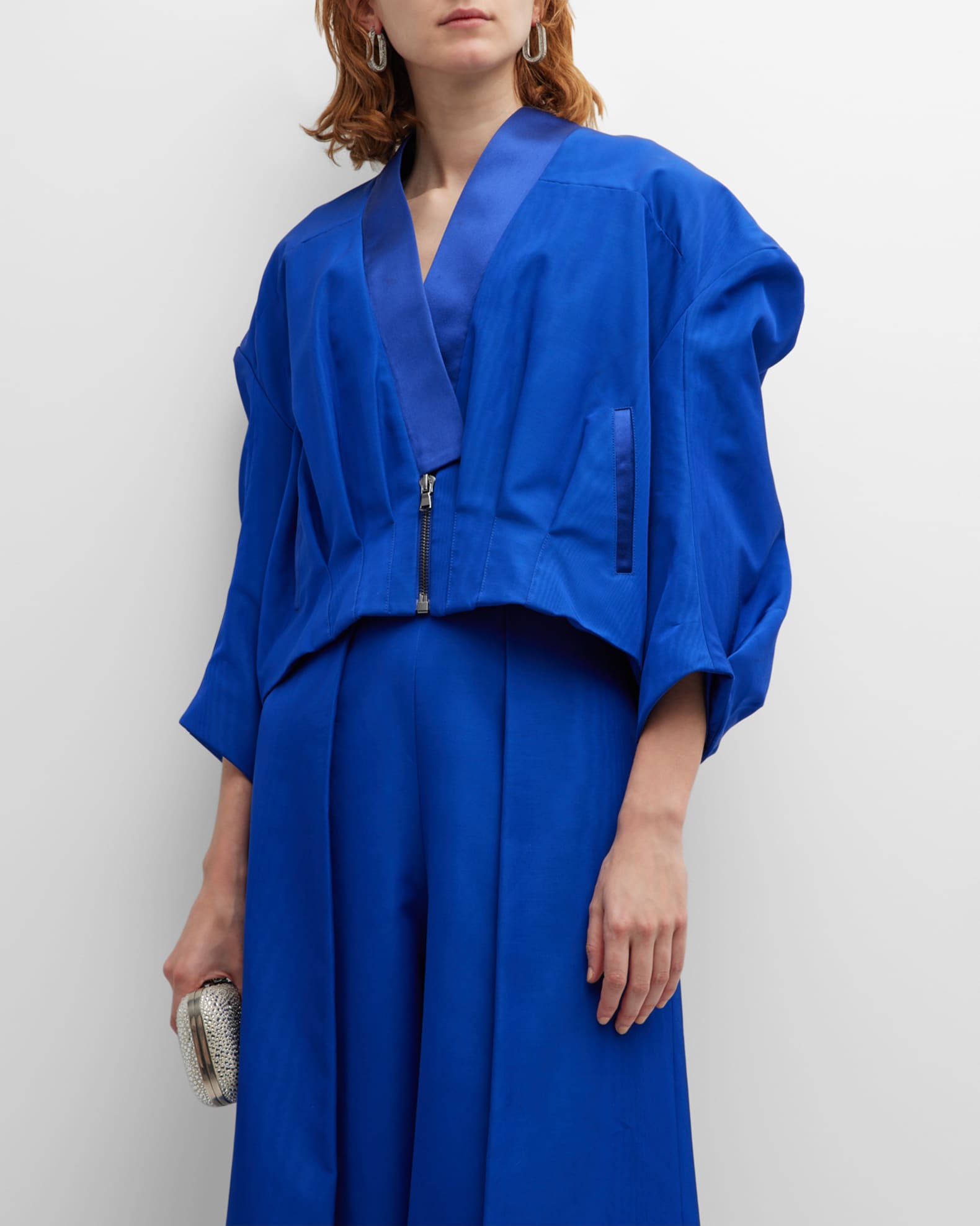Bach Mai Pleated Sculpted Bomber Jacket | Neiman Marcus