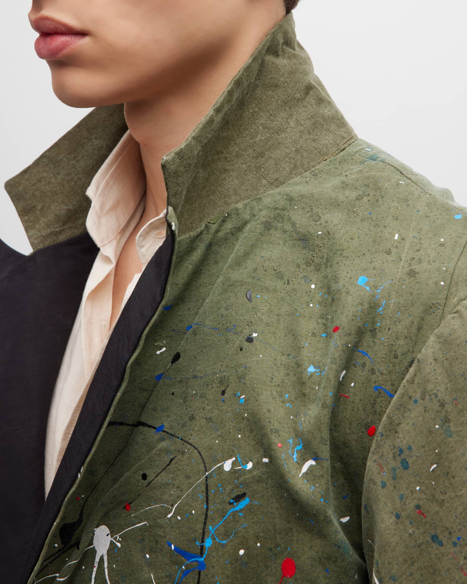 Greg Lauren Men's Tent Paint Splatter Tuxedo Jacket | Neiman Marcus