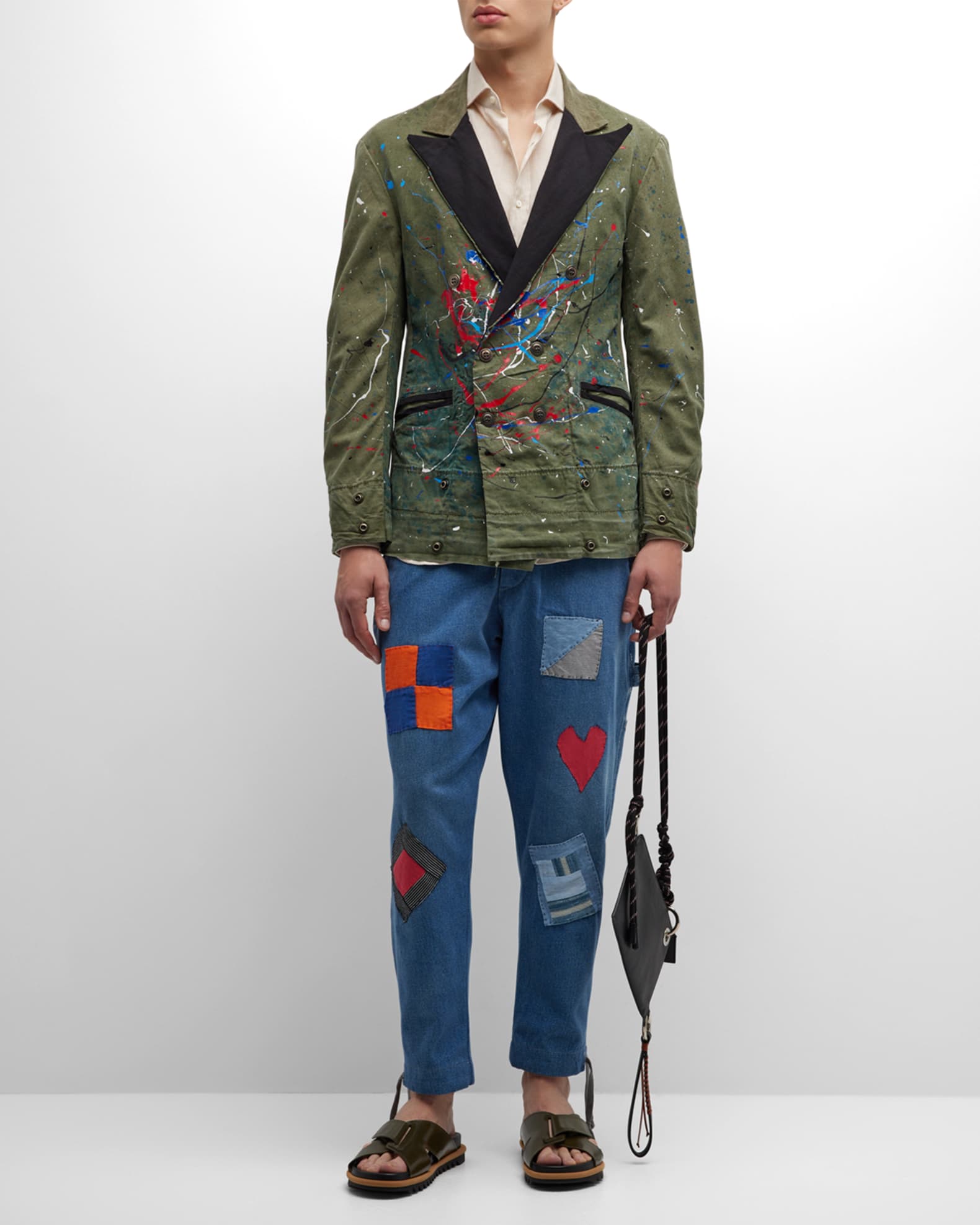 Greg Lauren Men's Tent Paint Splatter Tuxedo Jacket | Neiman Marcus