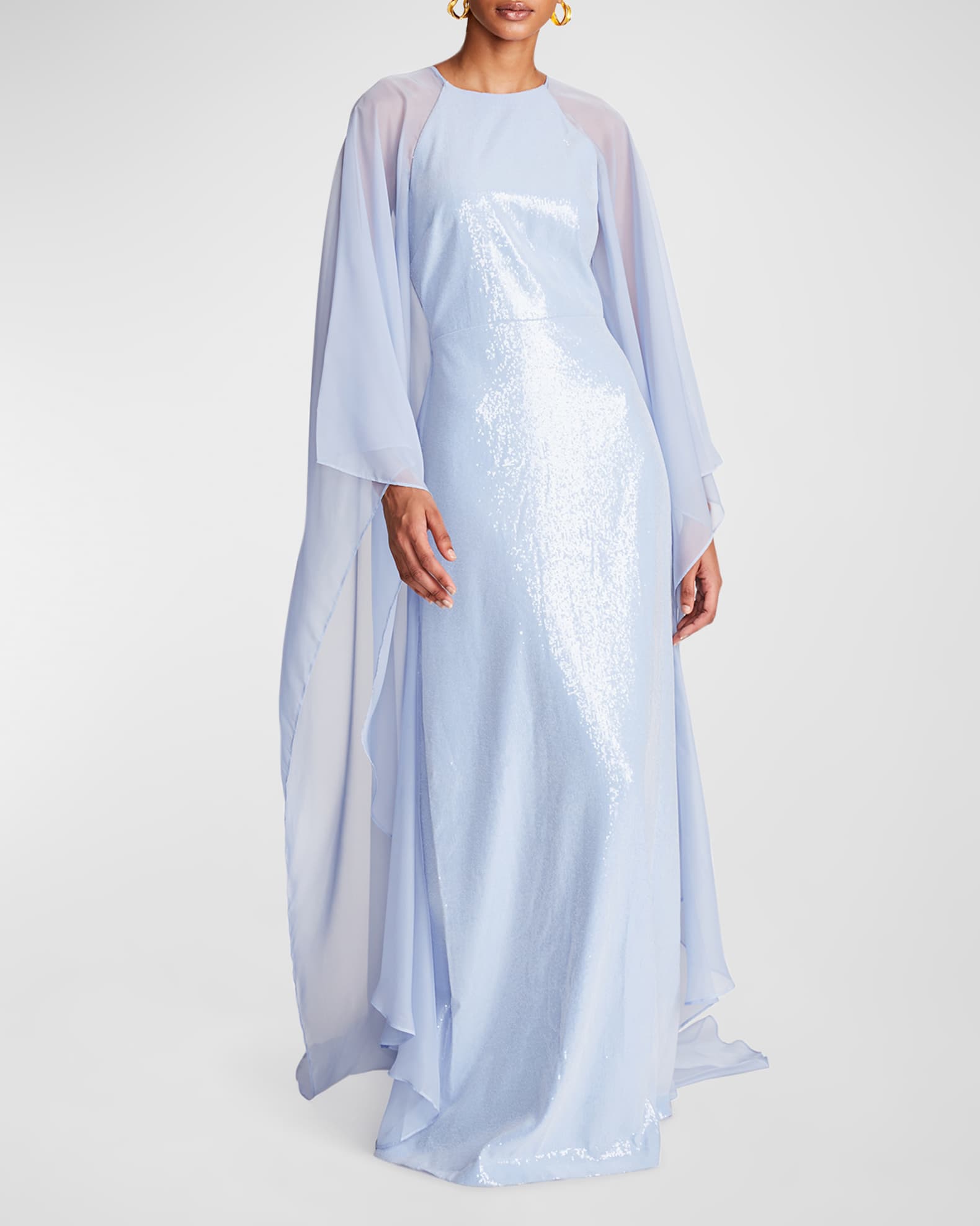 Halston Adira Sequin Cape Column Gown | Neiman Marcus