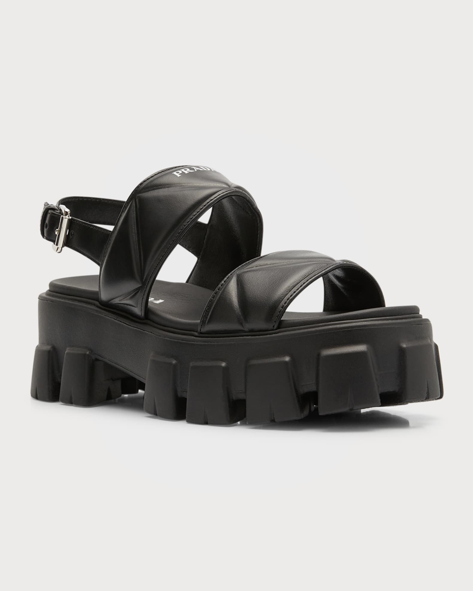 Prada Quilted Leather Platform Sandals | Neiman Marcus