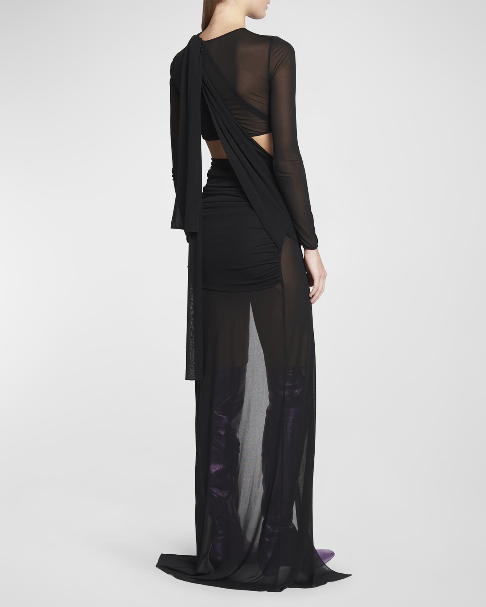 TOM FORD Transparent Crepe Evening Dress with Cutout Detail | Neiman Marcus