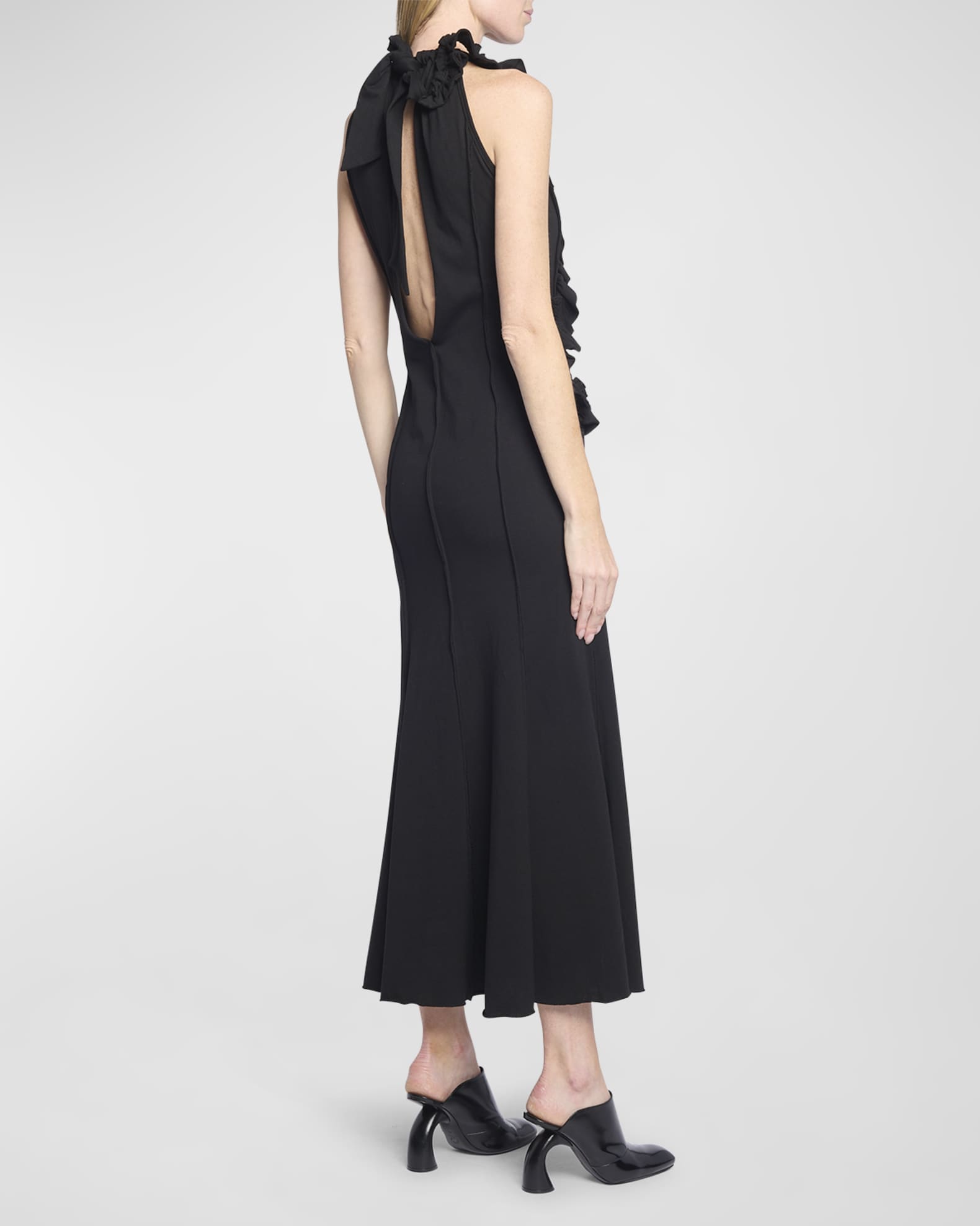 Dries Van Noten Henaro Ruffle Midi Dress with Floral Detail | Neiman Marcus