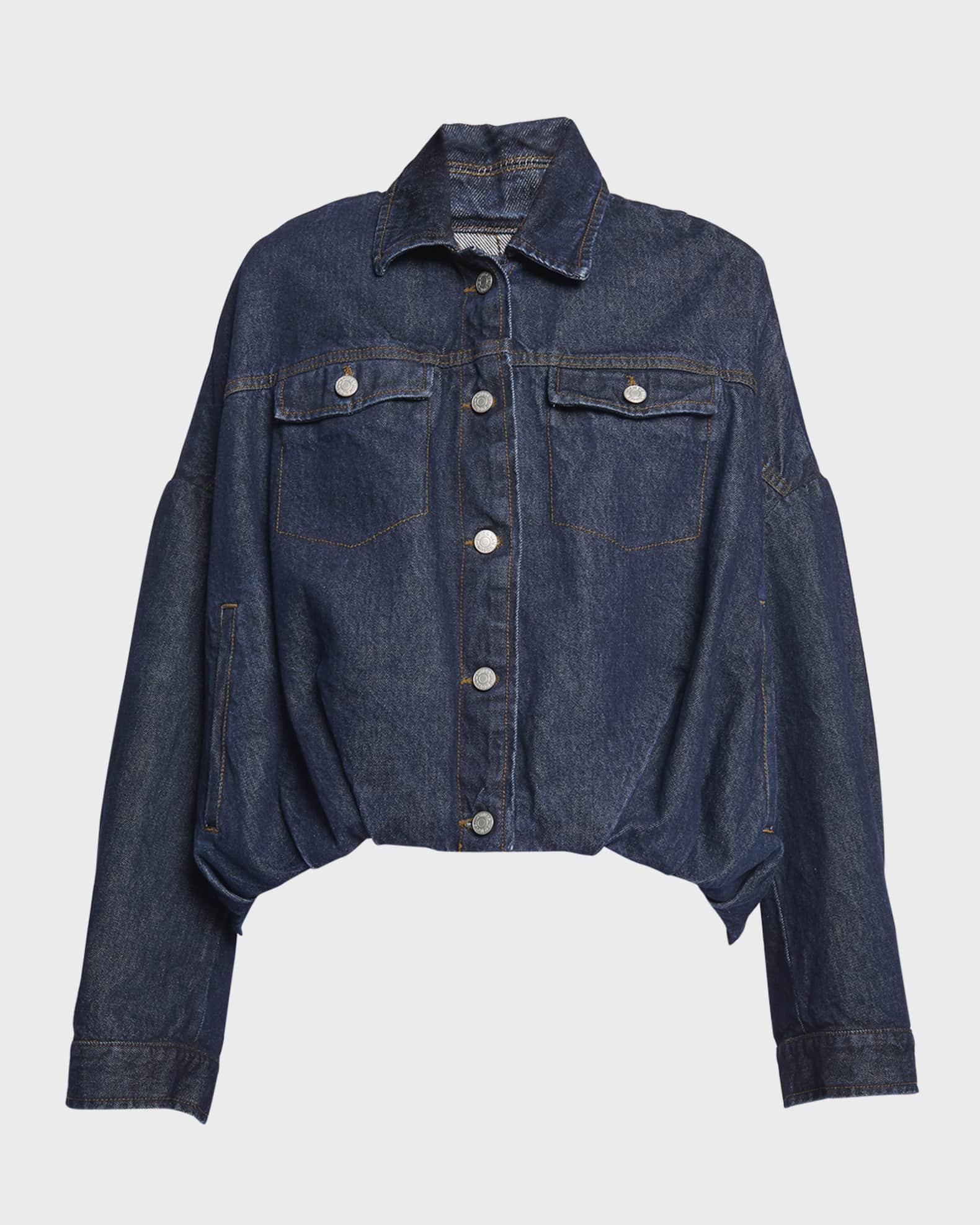 Dries Van Noten Vesto Gathered Denim Short Jacket | Neiman Marcus