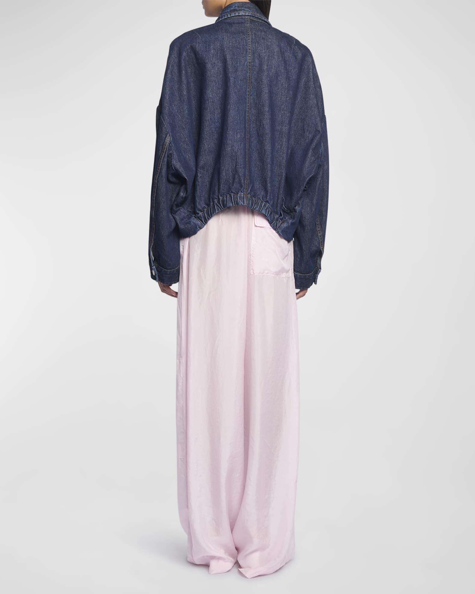 Dries Van Noten Vesto Gathered Denim Short Jacket | Neiman Marcus