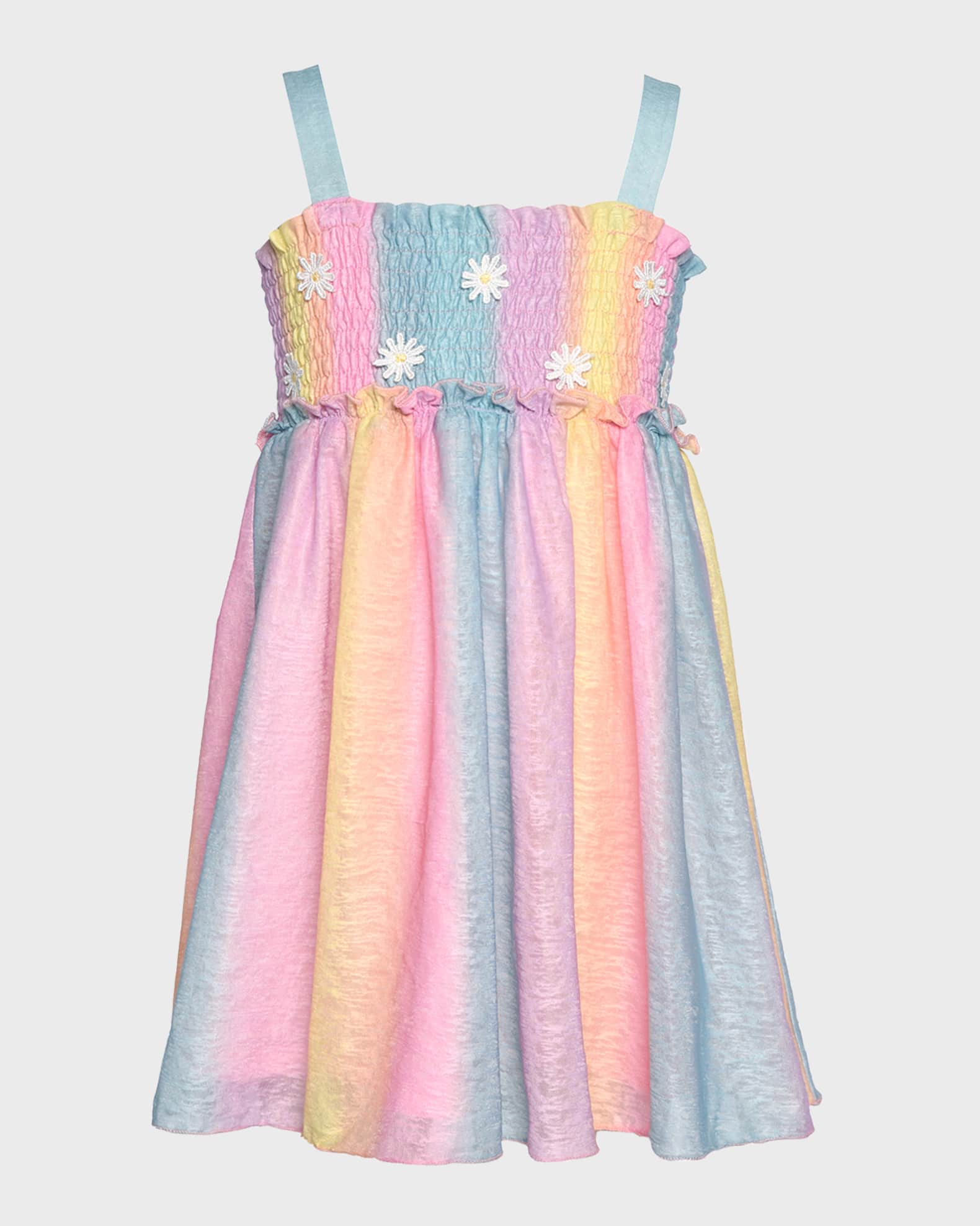 Hannah Banana Girl's Smocked Daisy Applique Rainbow Dress, Size 2T-6 ...