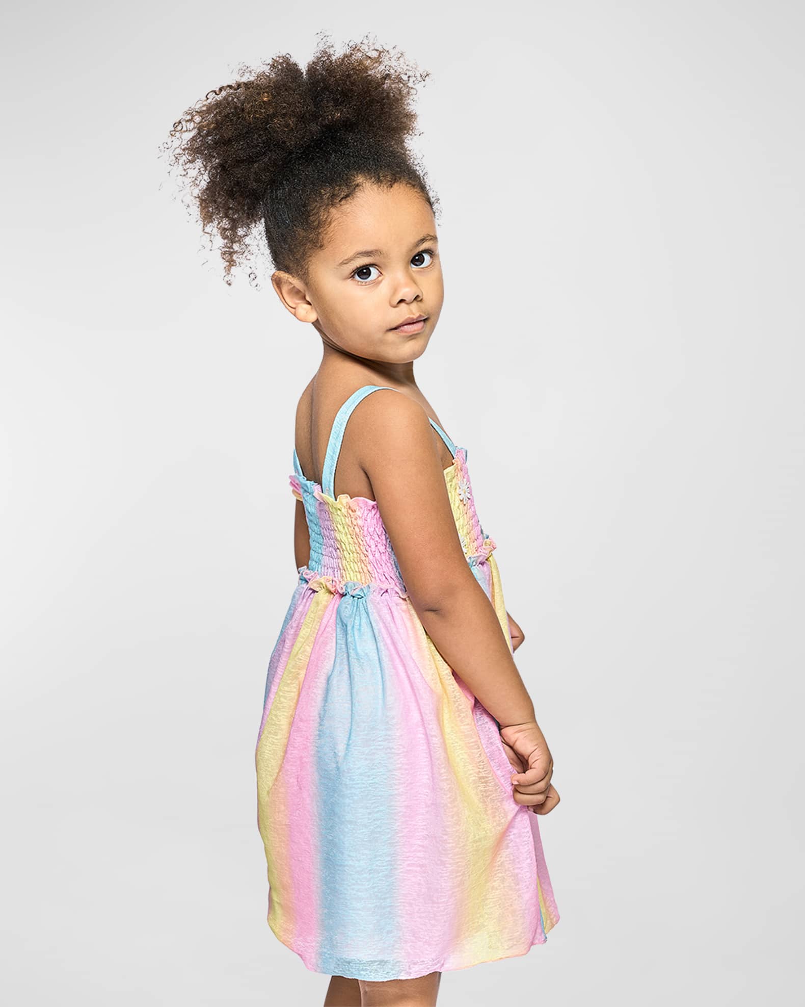 Hannah Banana Girl's Smocked Daisy Applique Rainbow Dress, Size 7-10 ...