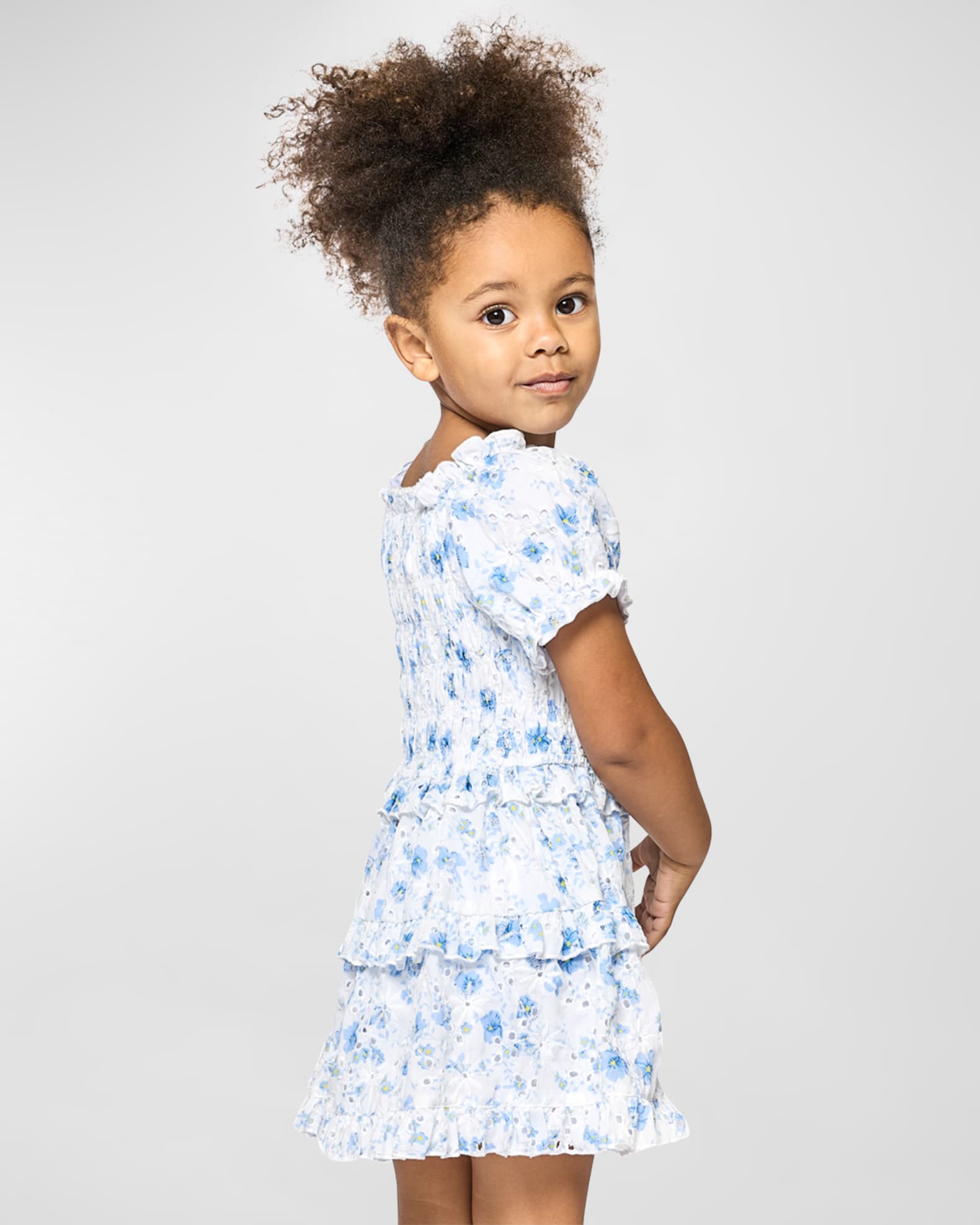 Hannah Banana Girl's Floral-Print Embroidered Smocked Dress, Size 7-14 | Neiman Marcus