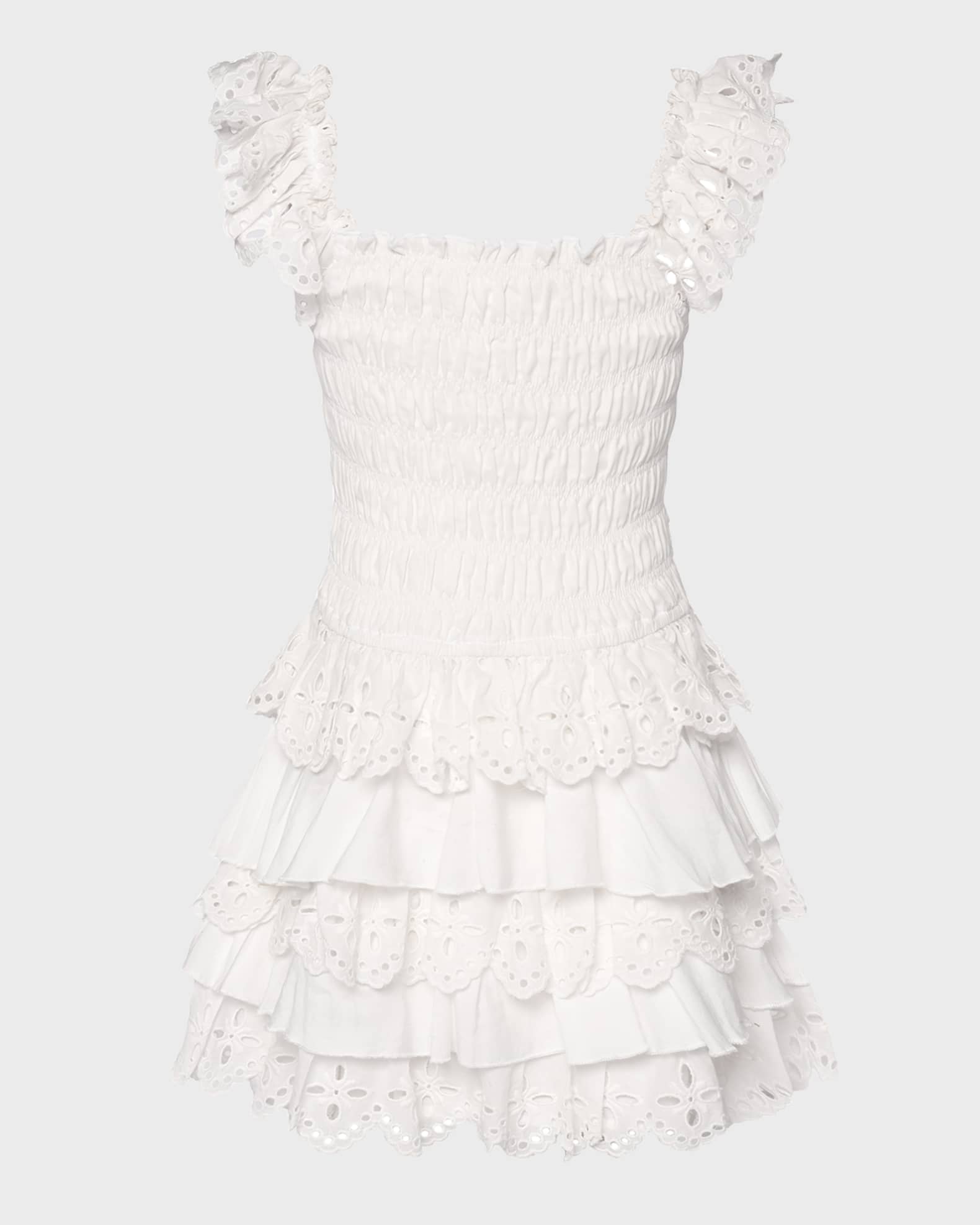 Hannah Banana Girl's Smocked Embroidered Eyelet Tiered Dress, Size 7-14 | Neiman Marcus